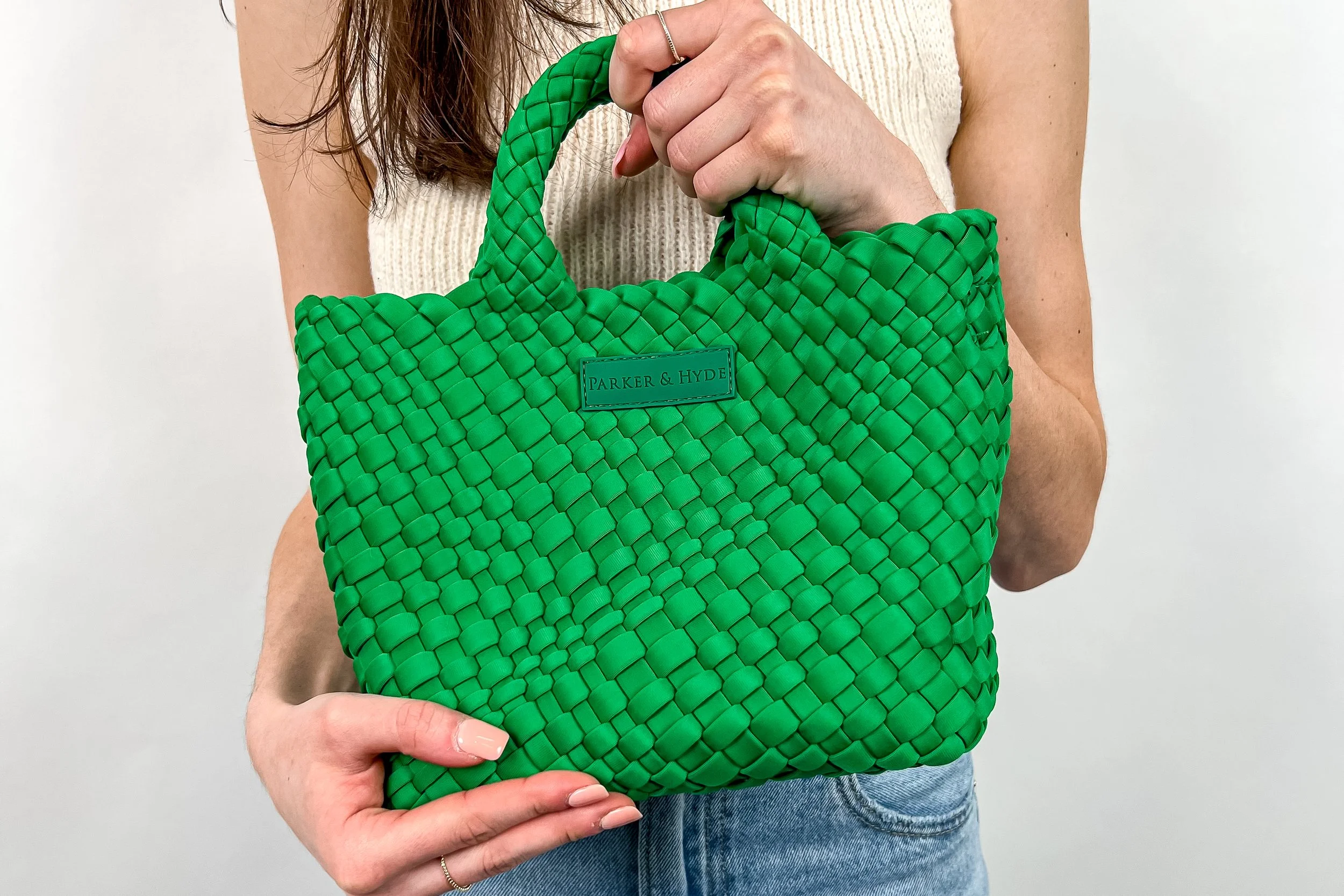 Kelly Green Woven Mini Tote Parker Hyde kelly-green-woven-mini-tote-parker-hyde