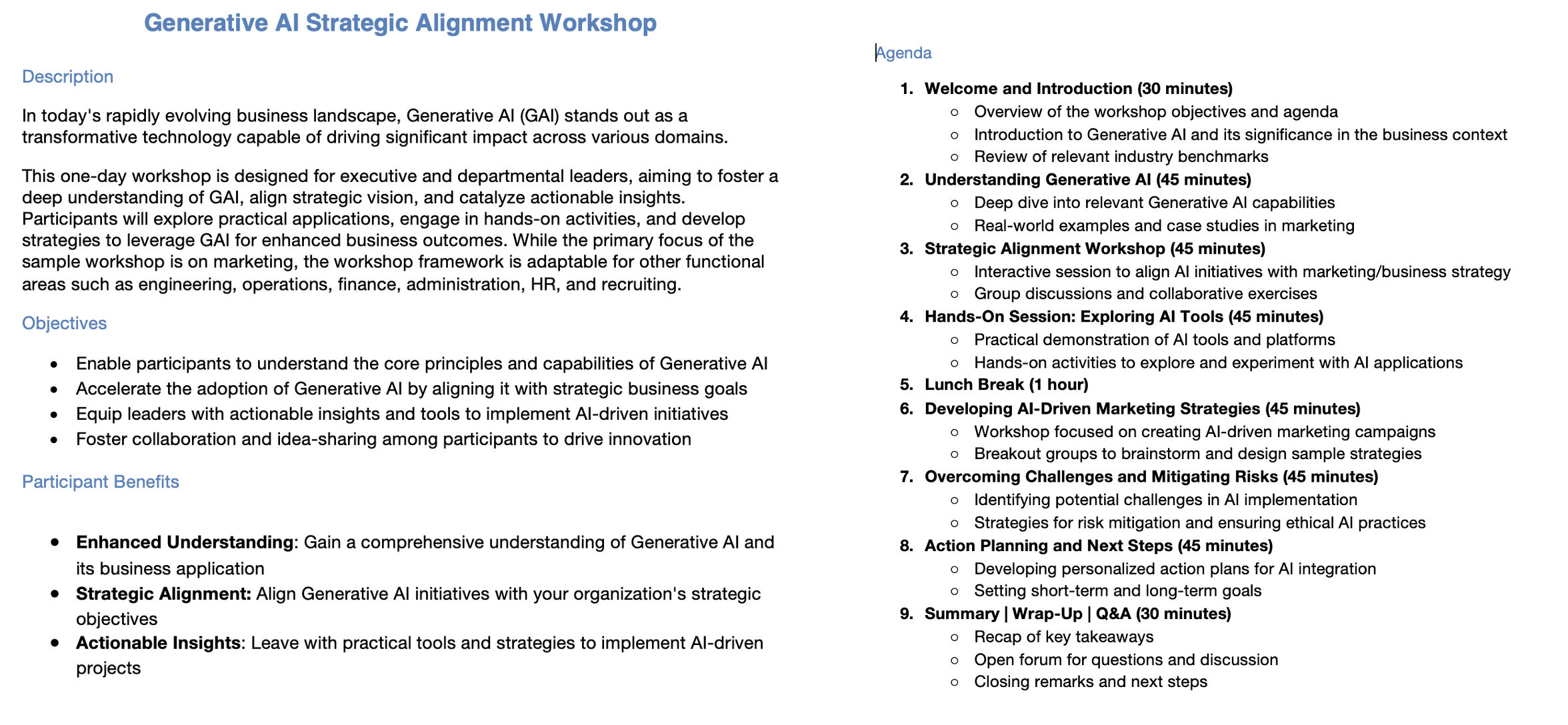 Generative AI (GAI) Strategic Alignment Workshop — EQengineered