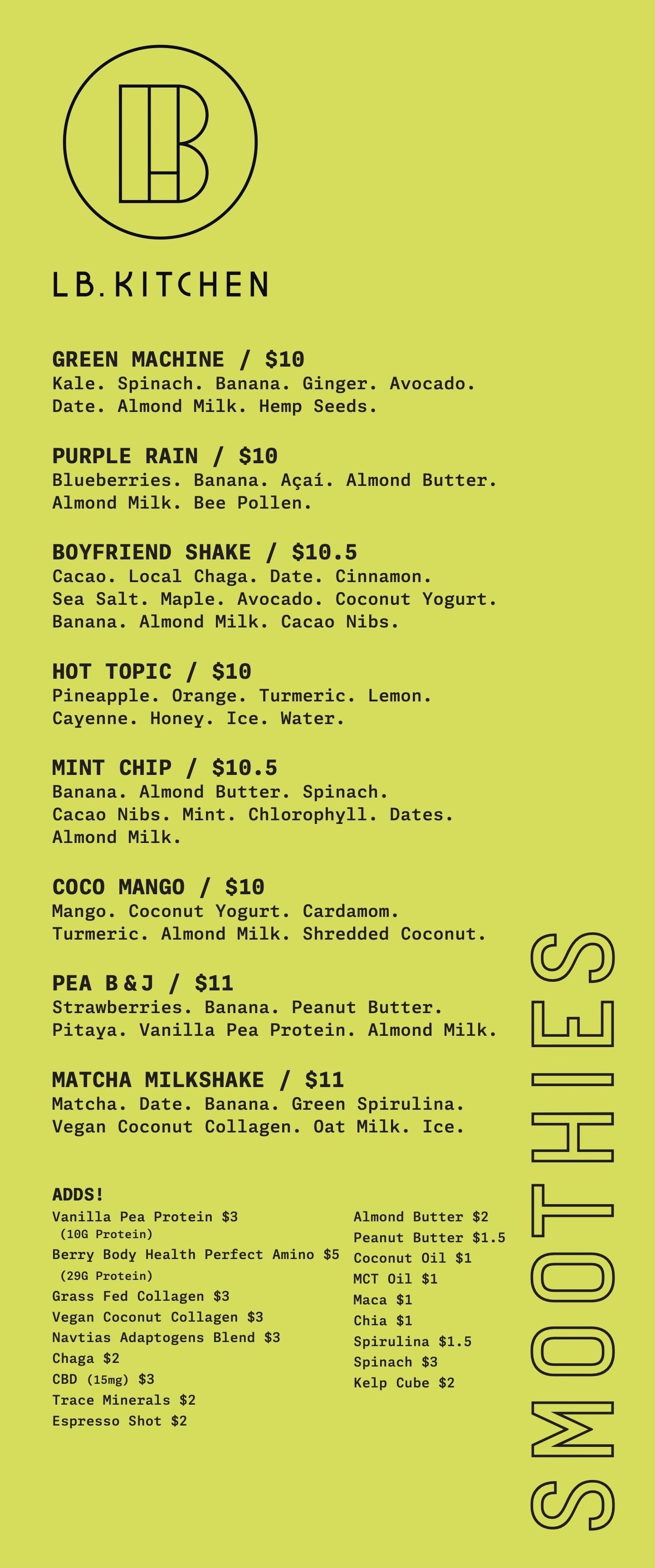 MENU — LB Kitchen