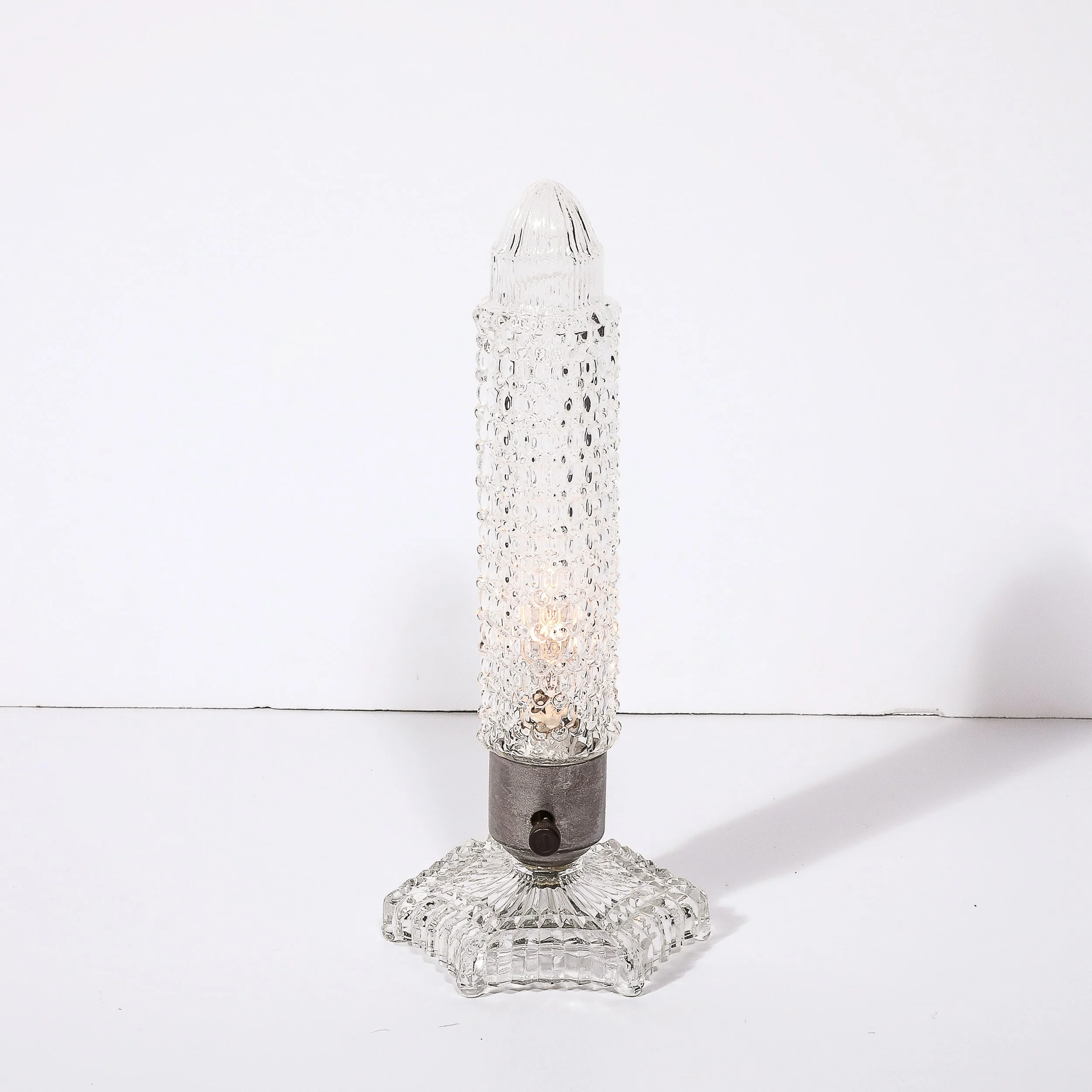 Art Deco Cut Glass Uplight w/ Fluted and Geometric Detailing on ...