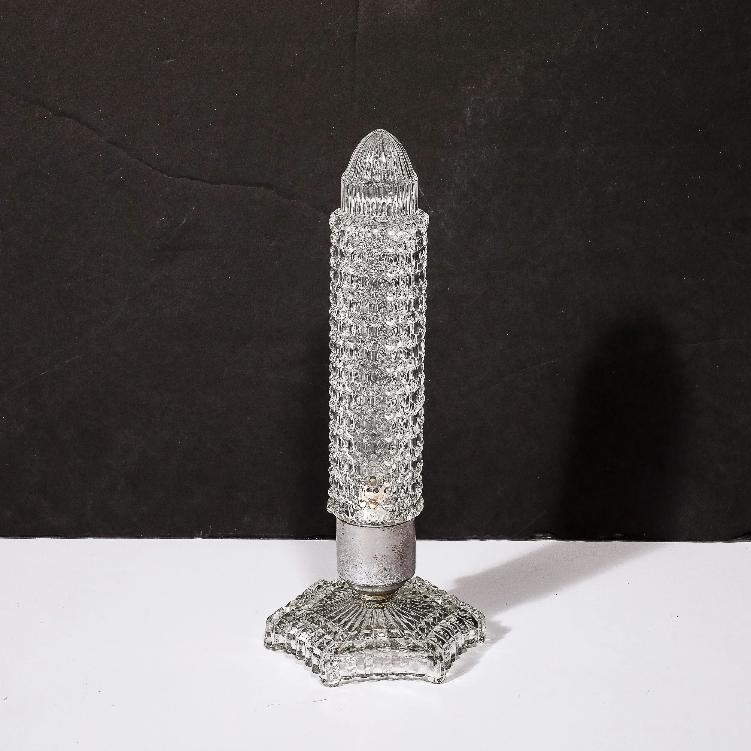 Art Deco Cut Glass Uplight w/ Fluted and Geometric Detailing on ...