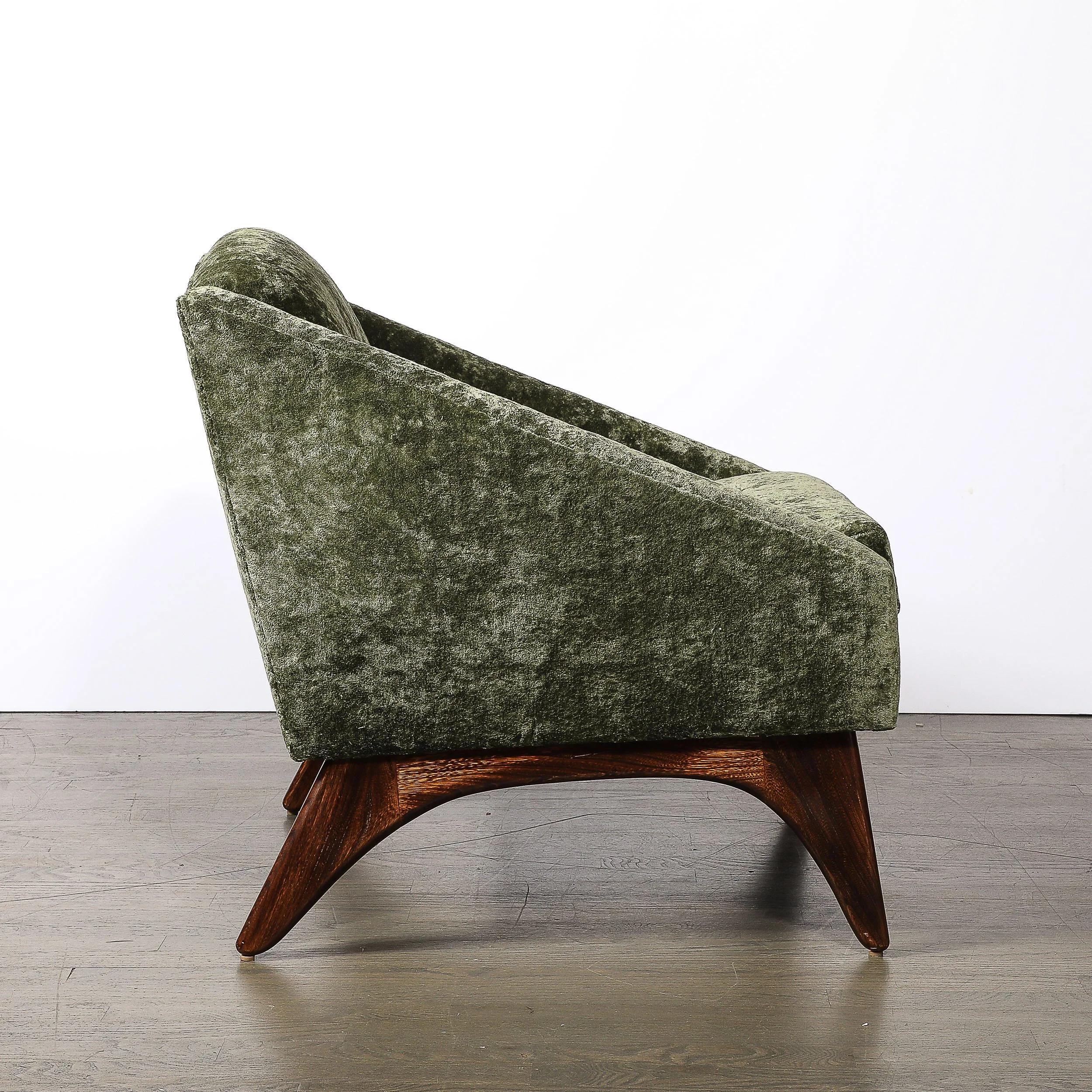 Mid-Century Angular Club Chair w/ Tapered Supports in Velvet Holly Hunt ...