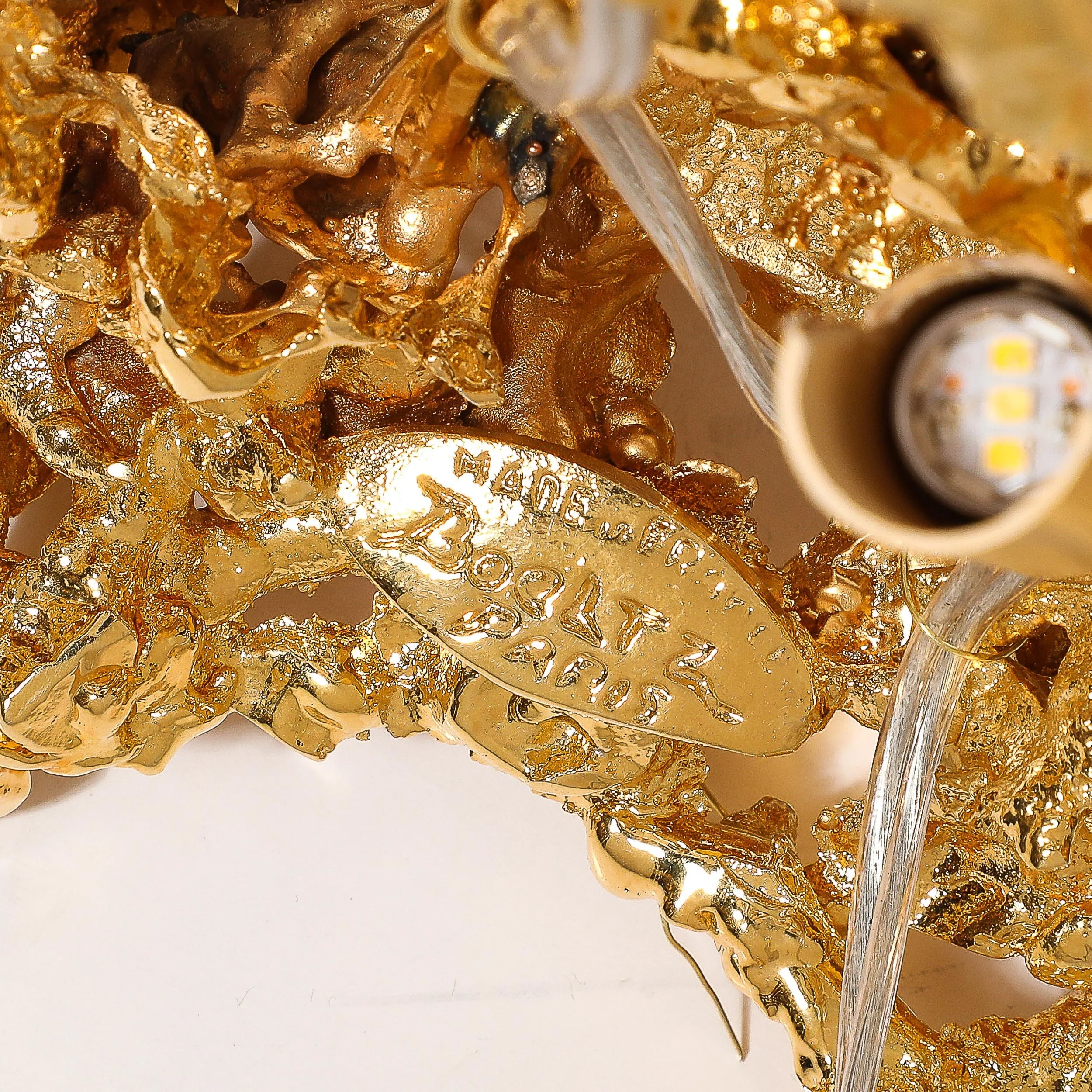 Pair of Exploded Bronze & 24K Gold w/ Rock Crystal Table Lamps by ...