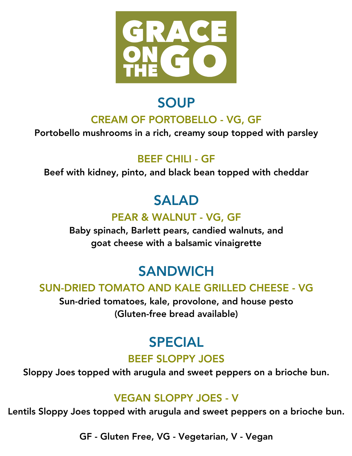 Locations and Menu — Grace Café, Inc.