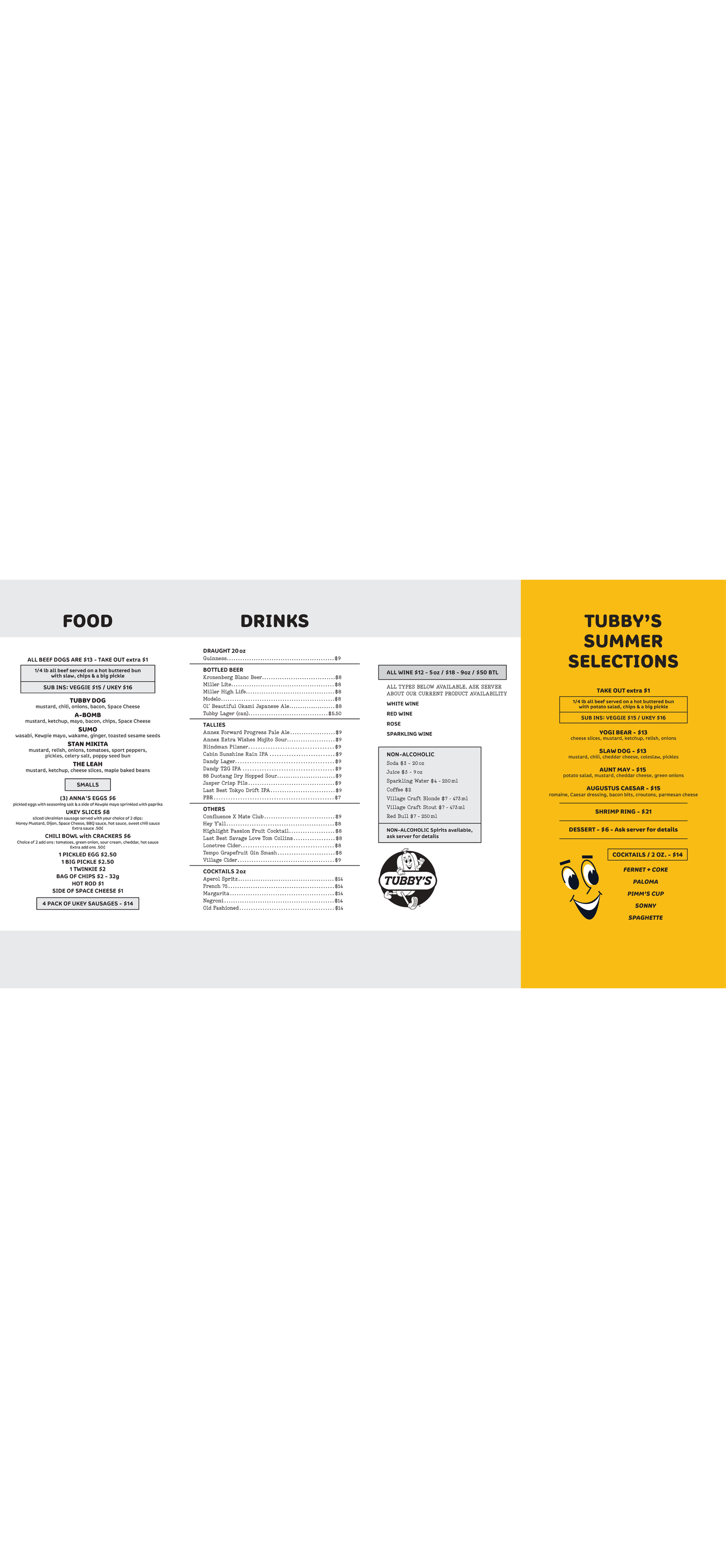 MENU — Tubby's