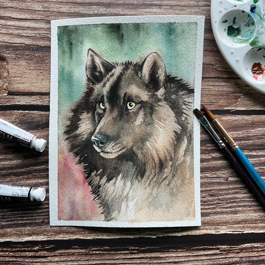 Painting Art & Collectibles Original Watercolor Painting Werewolf 5x7 ...
