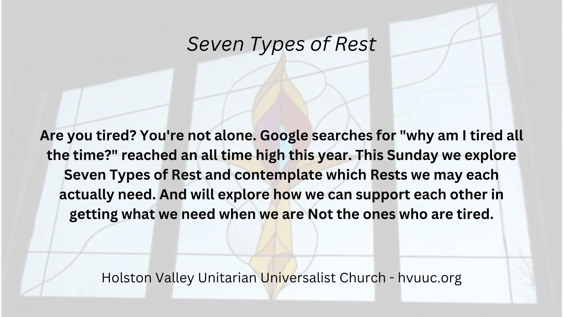 Seven Types of Rest ( IN PERSON SERVICE CANCELED) — Congregation News ... Seven Types of Rest ( IN PERSON SERVICE CANCELED) — Congregation News ...