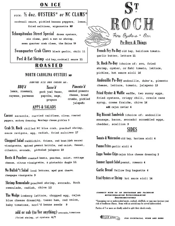 Oysters, Seafood and Cajun Restaurant/St. Roch Downtown Raleigh