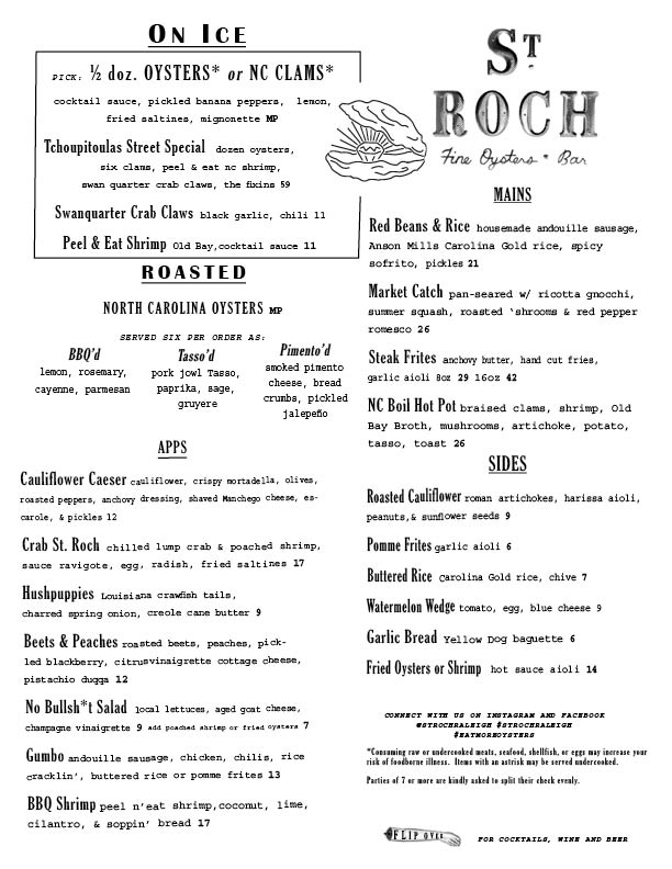Oysters, Seafood and Cajun Restaurant/St. Roch Downtown Raleigh