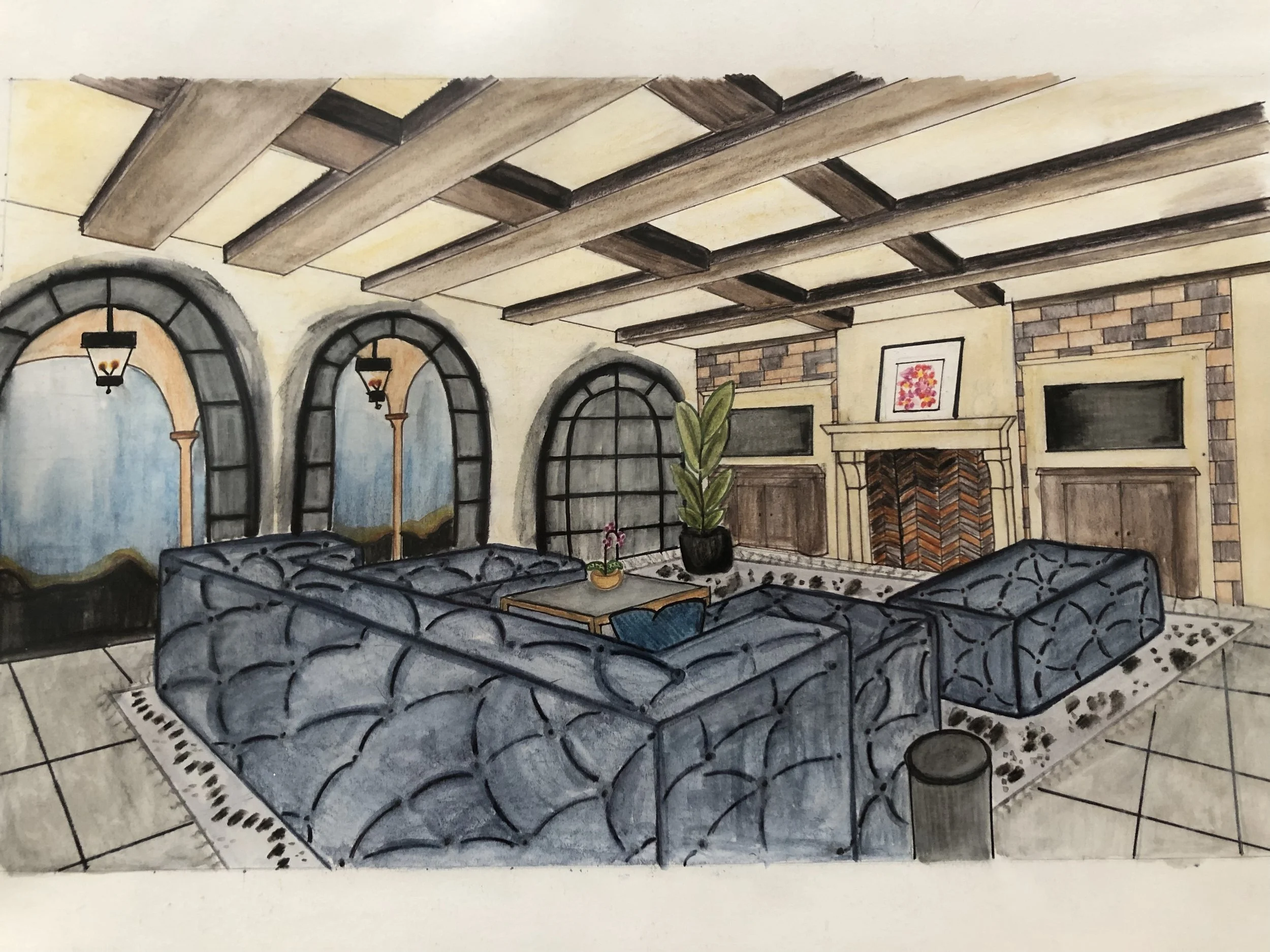 2 Point Perspective Interior Space