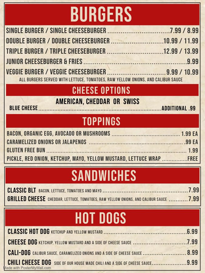 Menu — Calibur