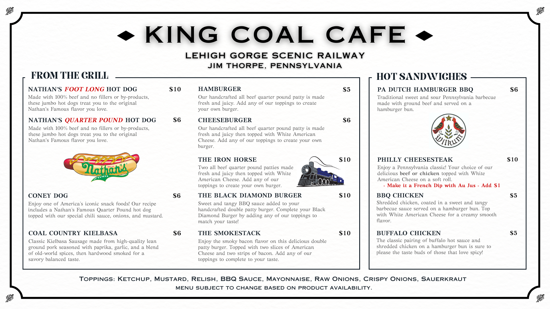 King Coal Café — Lehigh Gorge Scenic Railway