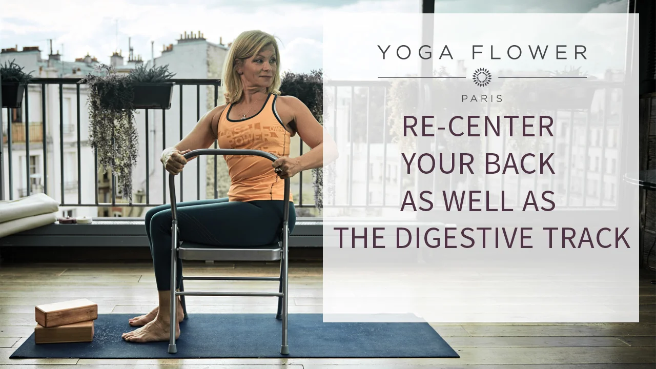 Seated Spinal Twist In A Chair (Bharadvajasana) — Yoga Flower Paris