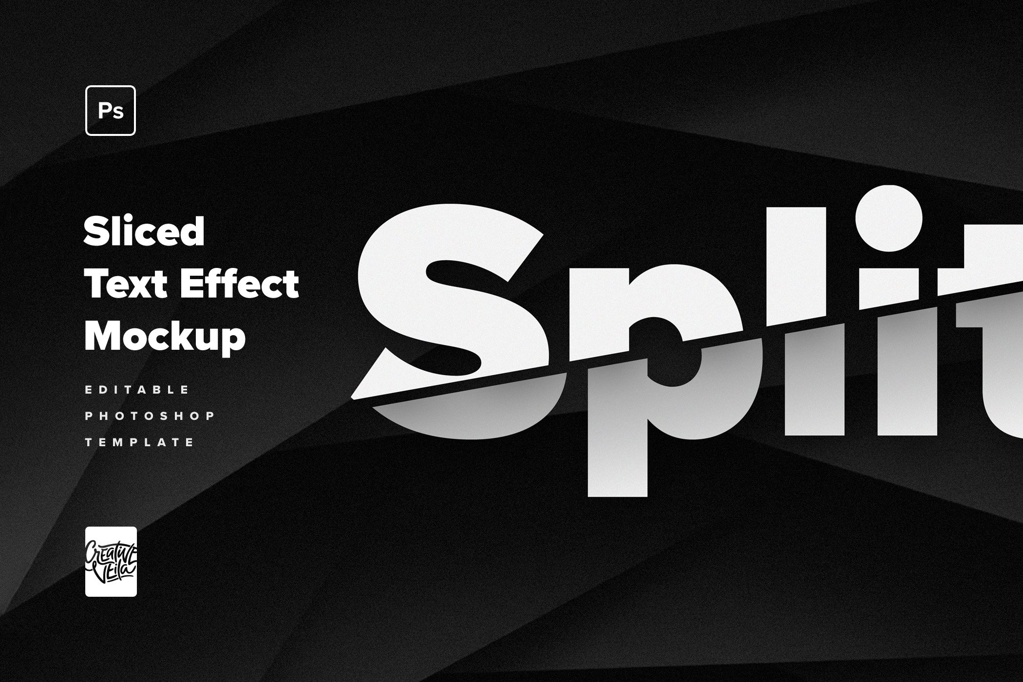 Creative Veila Split Sliced Photoshop Text Effect Mockup