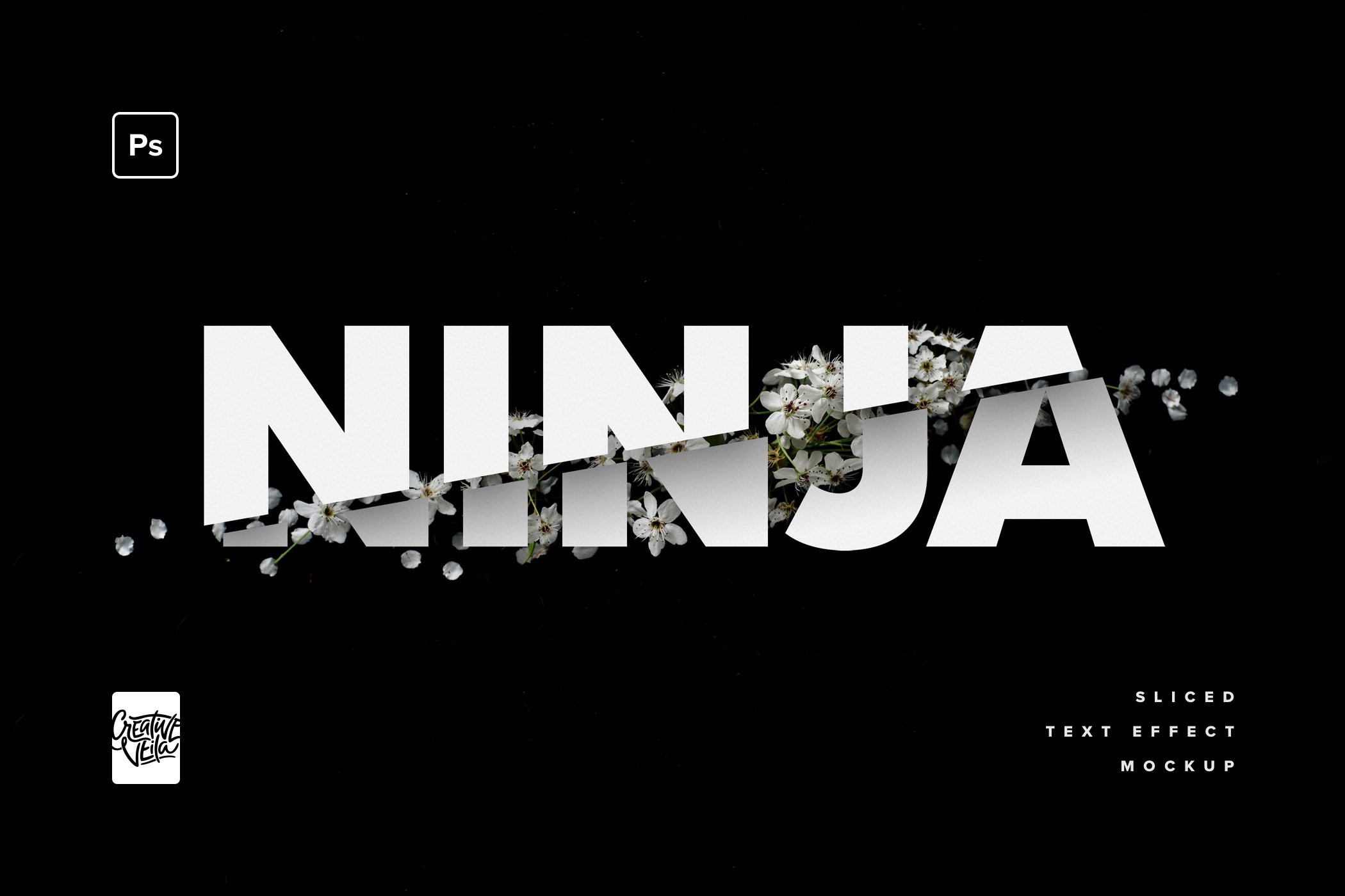 Creative Veila Split Sliced Photoshop Text Effect Mockup