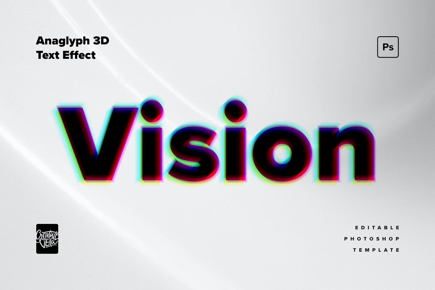 Creative Veila – Anaglyph 3D Text Effect Generator Mockup