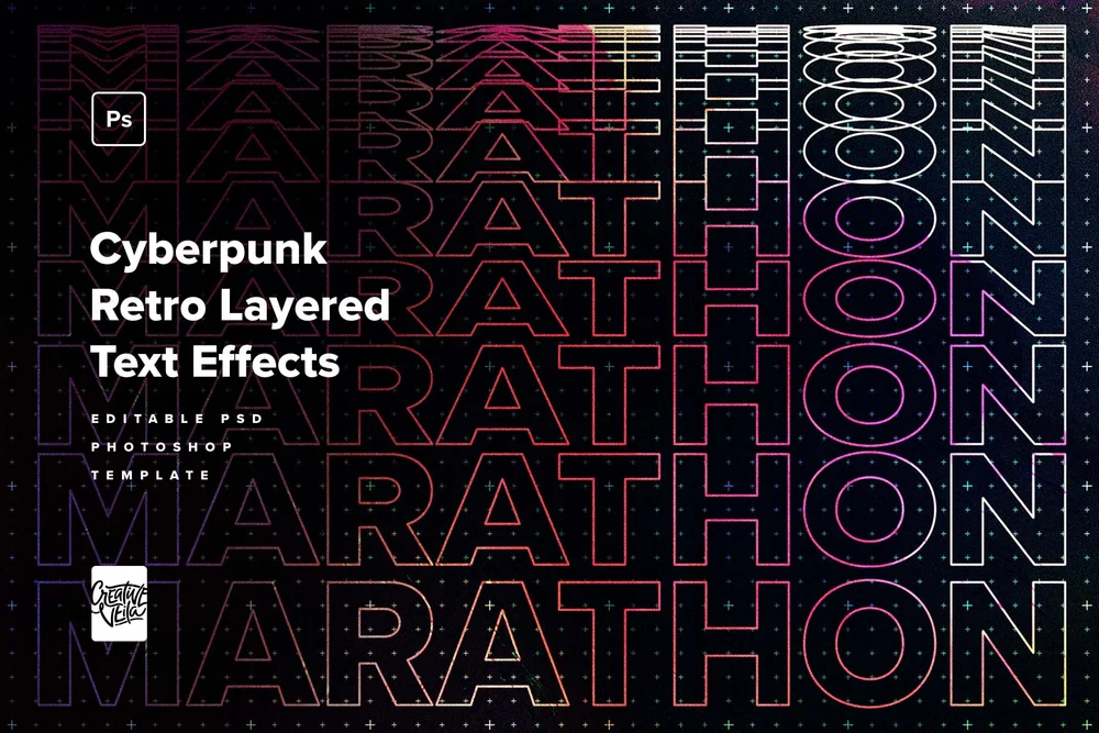 Creative Veila – Cyberpunk Retro Layered Text Effects