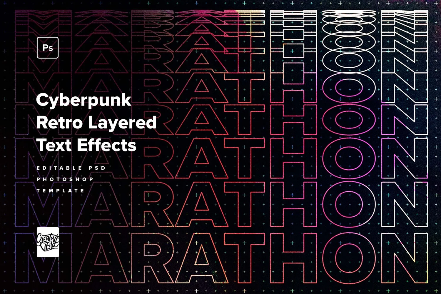 Creative Veila – Cyberpunk Retro Layered Text Effects