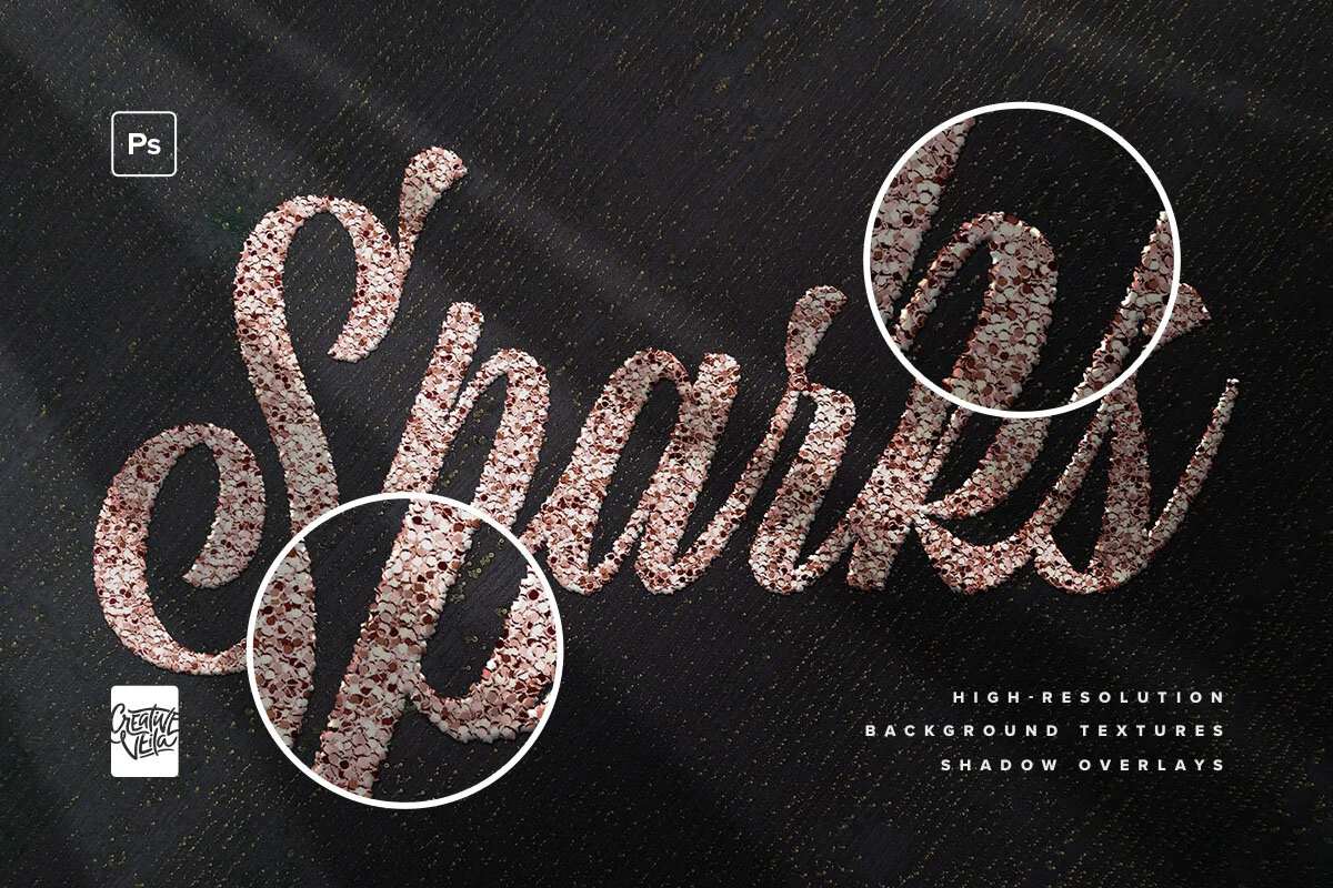 Creative Veila – Glitter Photoshop Text Effects Pack