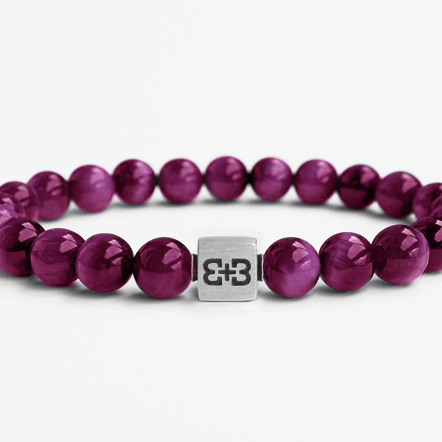 Magenta 8mm Brushed Sterling Silver Symbol Bracelet — Baxter & Baxter