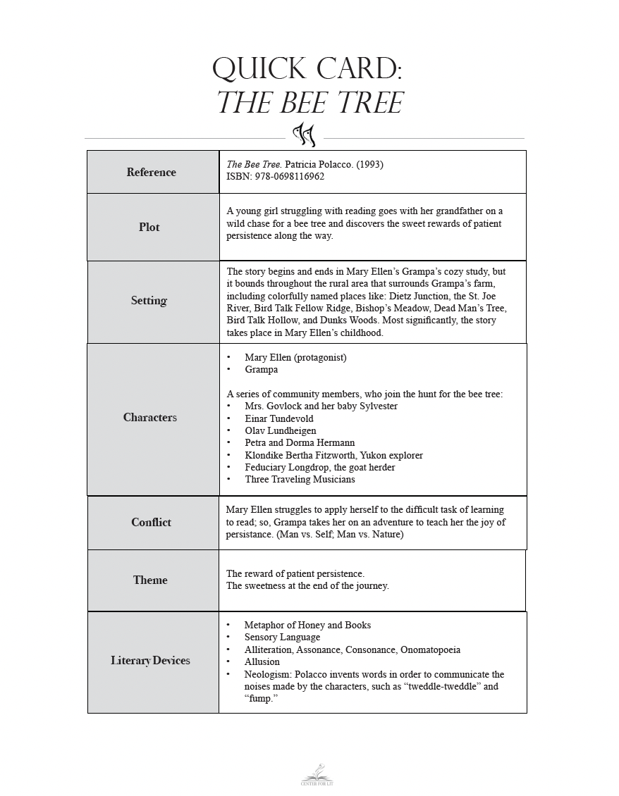 Quick Card: The Bee Tree by Patricia Polacco — The Pelican Society