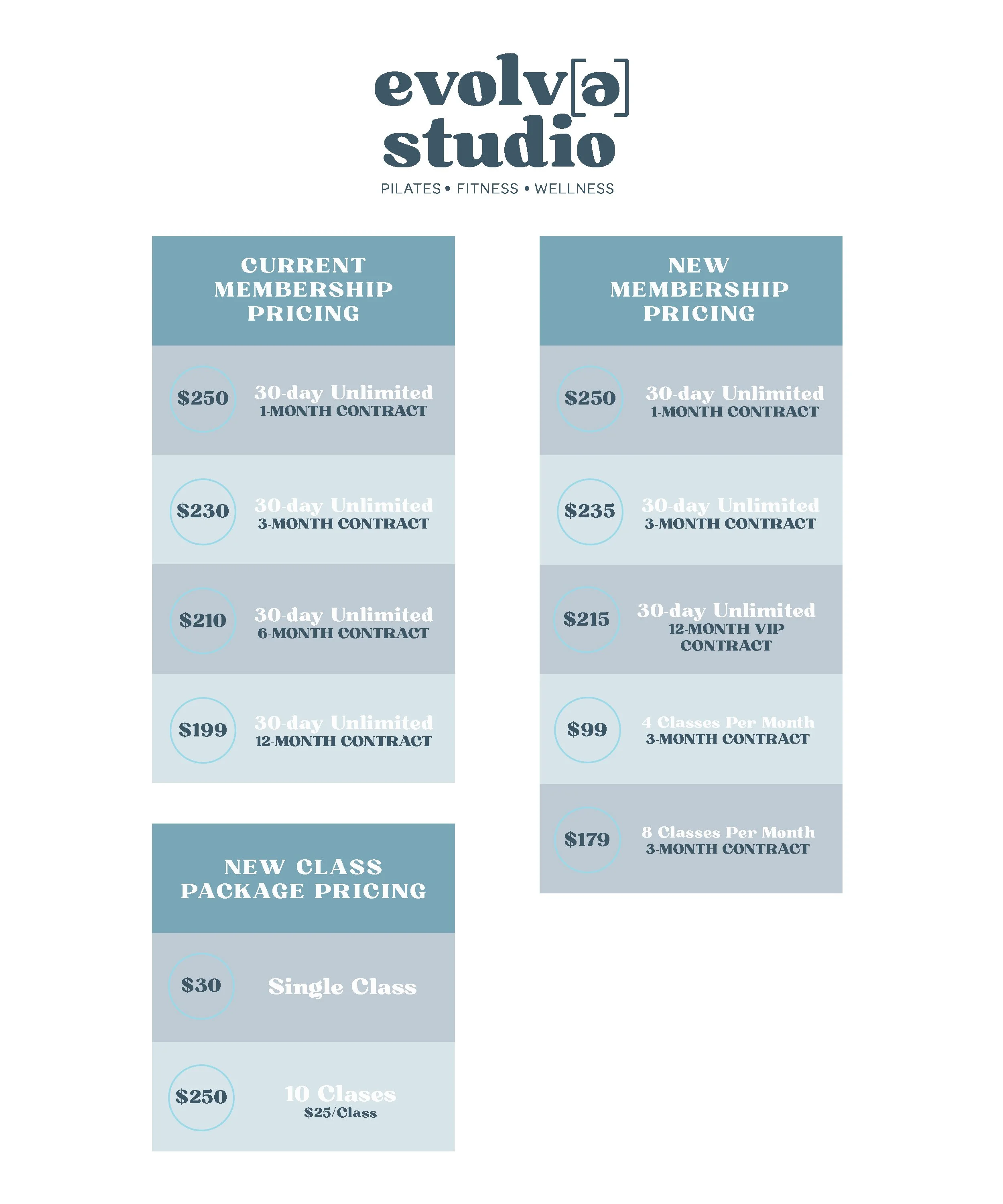 New Pricing — Evolve Studio