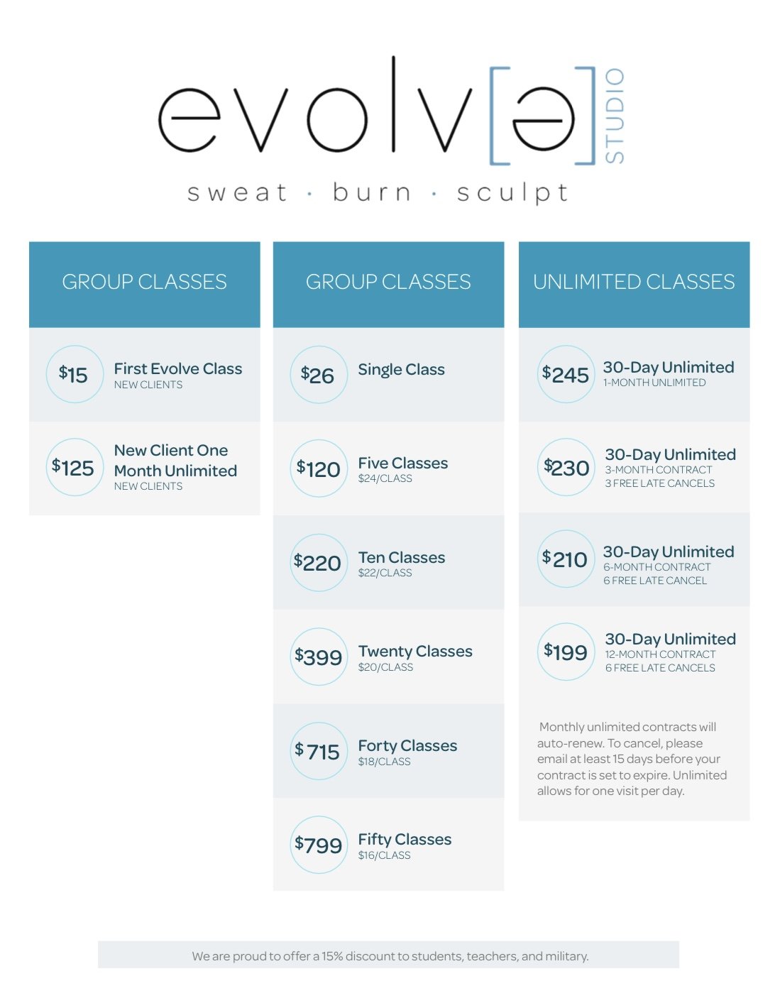 Pricing — Evolve Studio