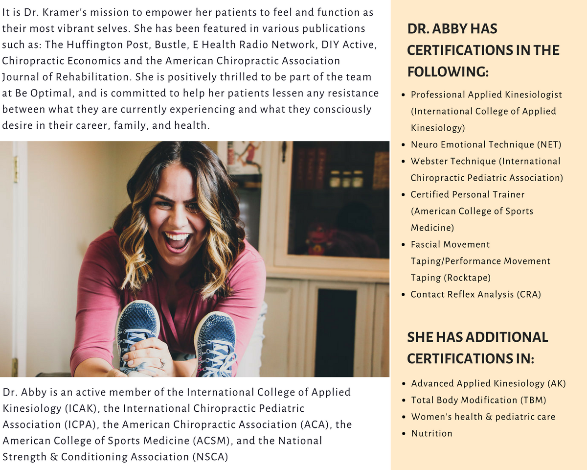 DR. ABBY KRAMER — Be Optimal Holistic Health Center