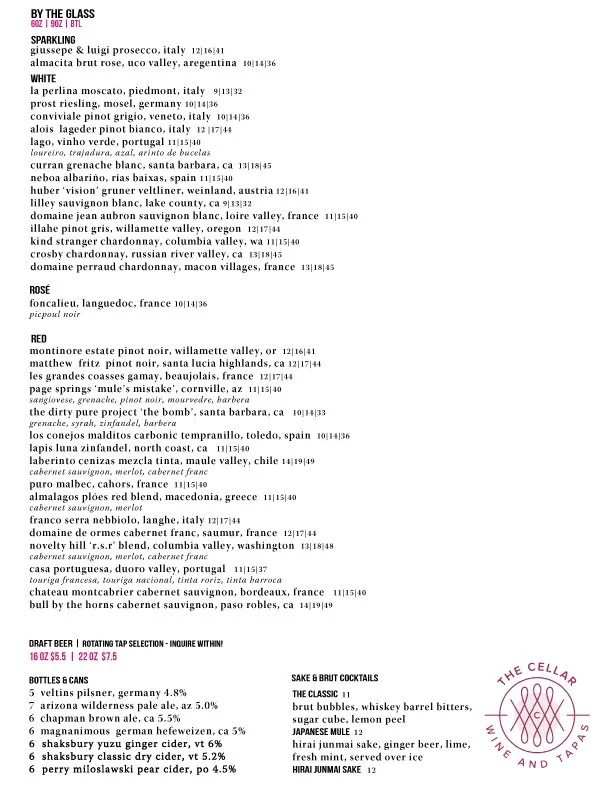 Menus — The Cellar