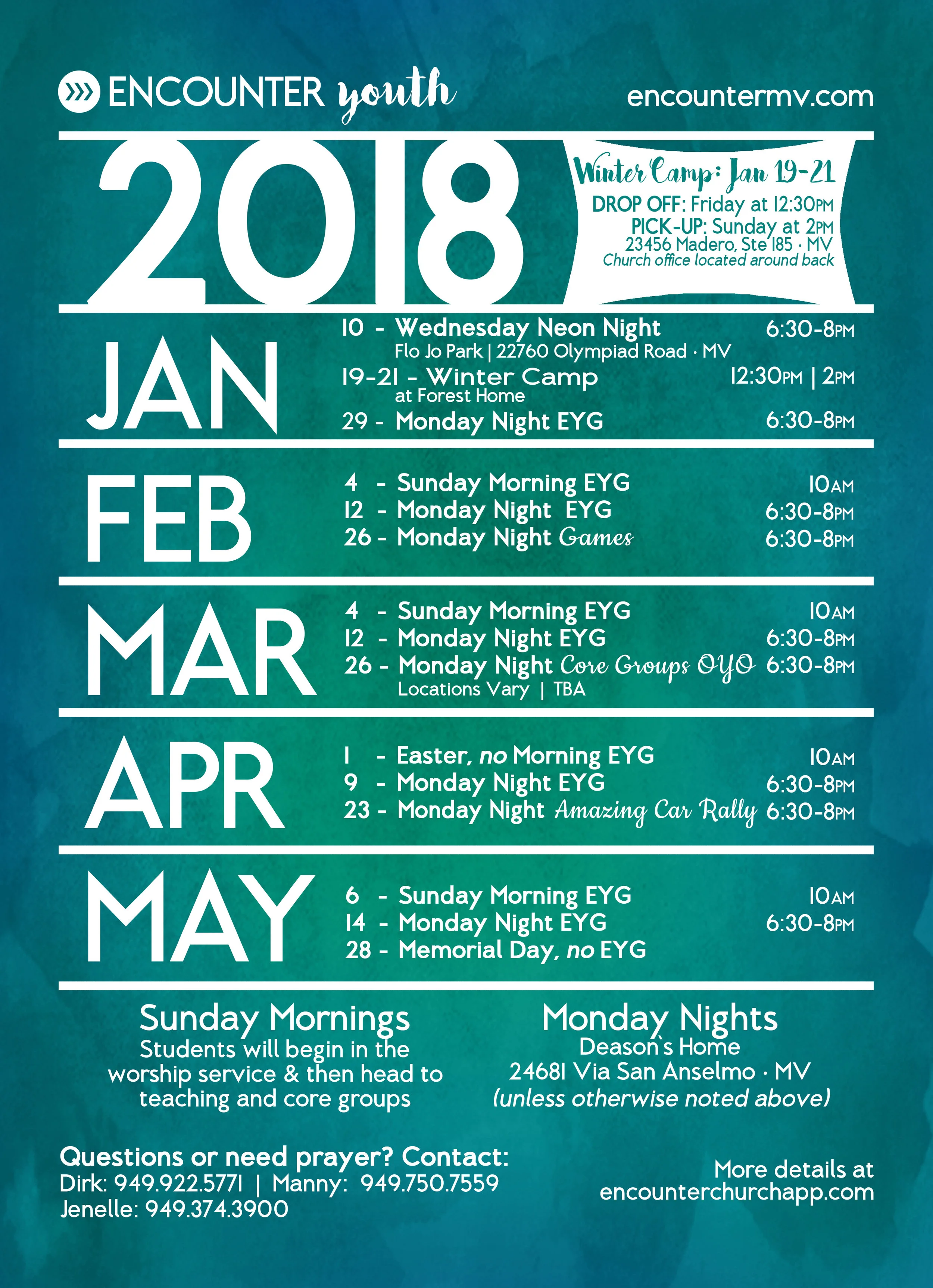 New Youth Group Calendar Encounter