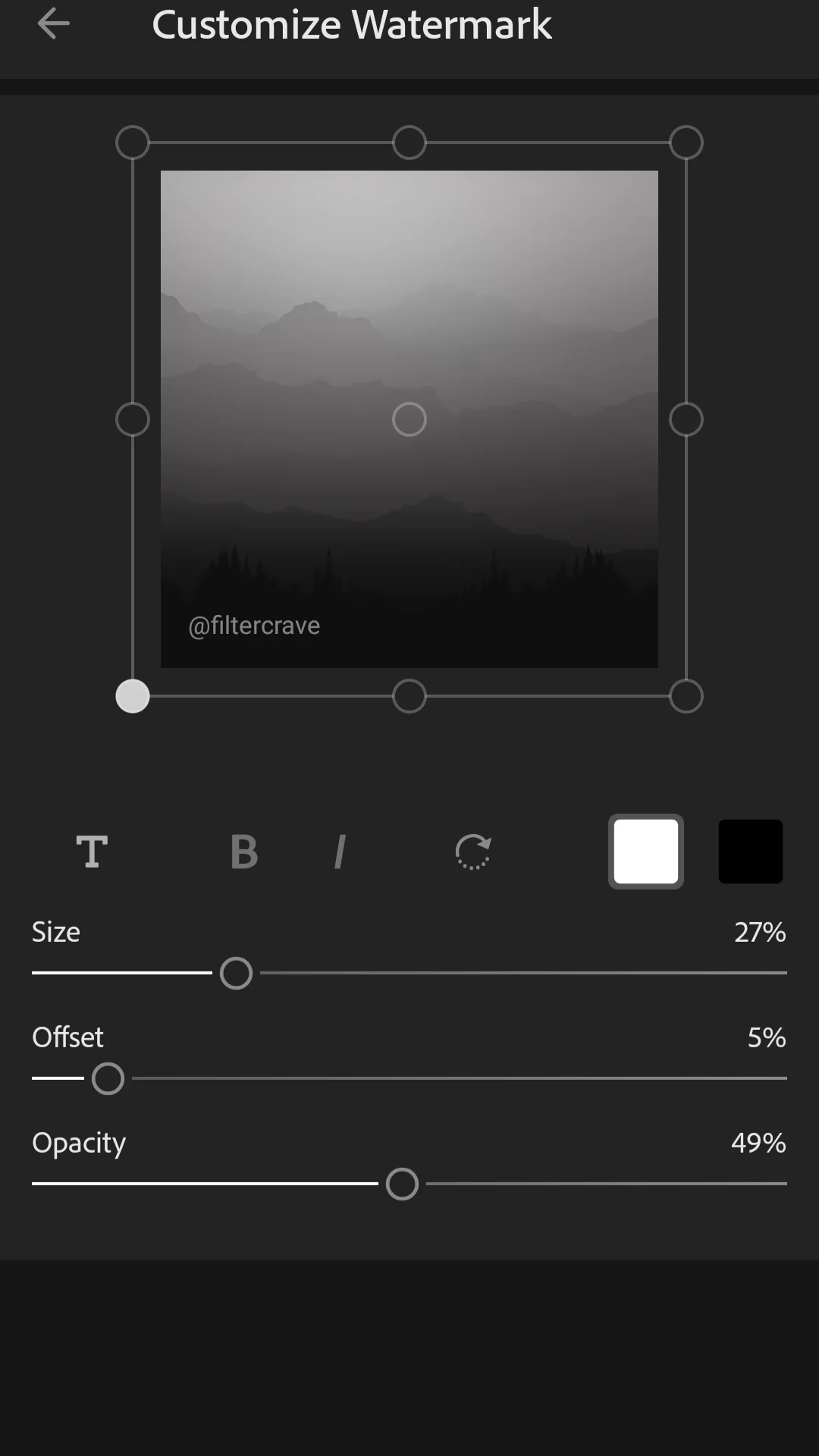 How to Add Watermark Lightroom Mobile app — Filtercrave
