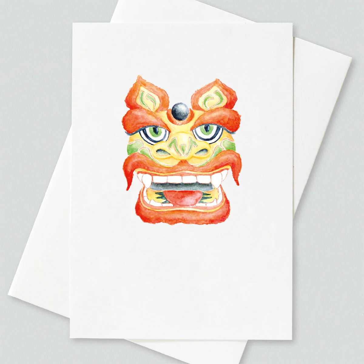 Lion Dance 2 Note Card (N00221) | Paper-Roses
