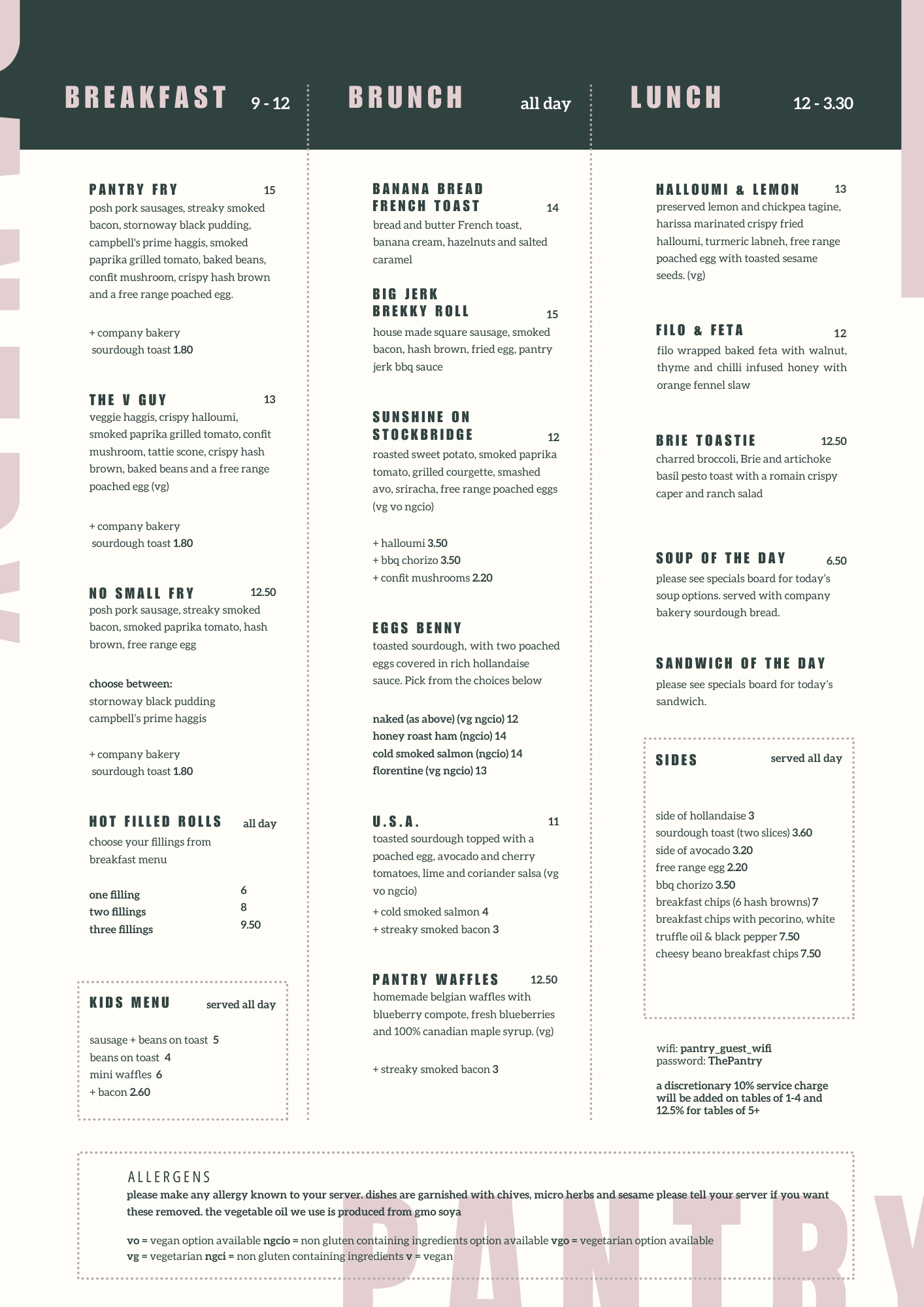 Menu — Pantry