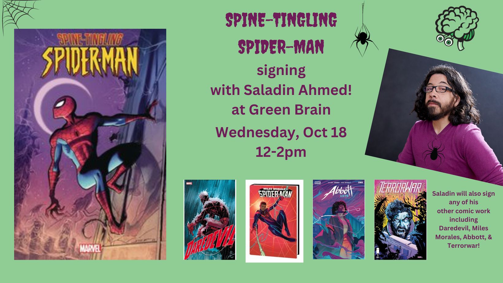[cancelled} SPINE-TINGLING SPIDER-MAN signing with Saladin Ahmed ...