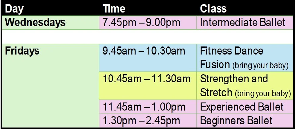 Timetable & Location — The Adult Ballet Centre