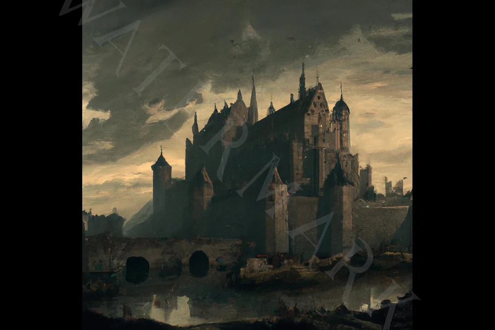 Dark Medieval Castle Painting
