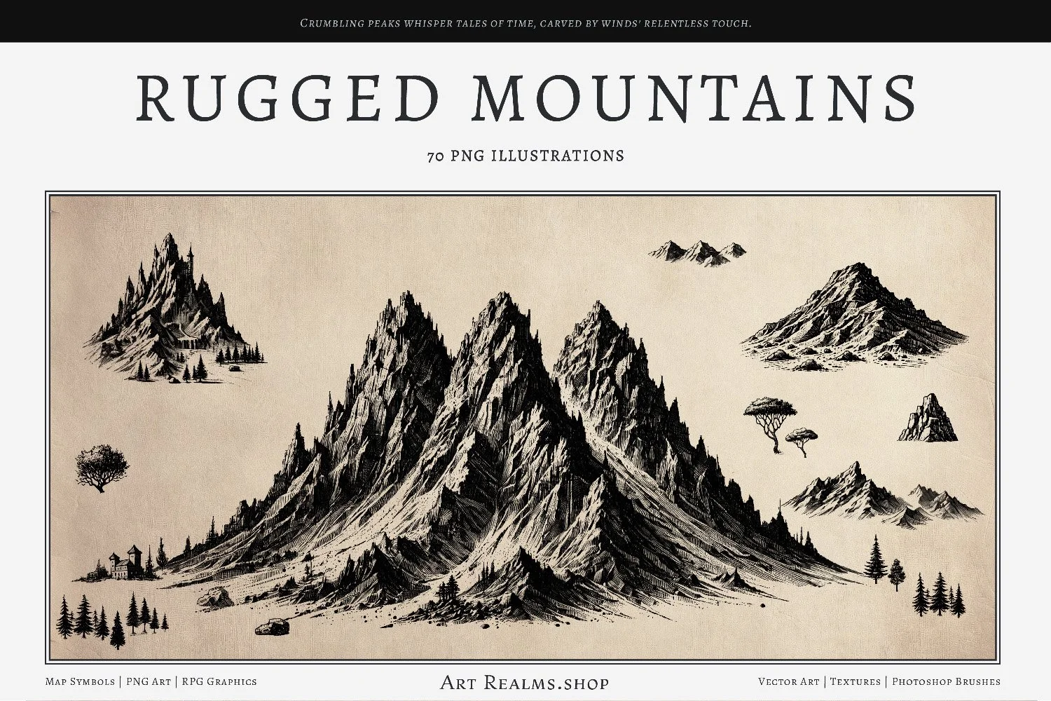 5 Sets World Mapper Bundle, 440 Symbols — Custom Fantasy Maps, RPG ...