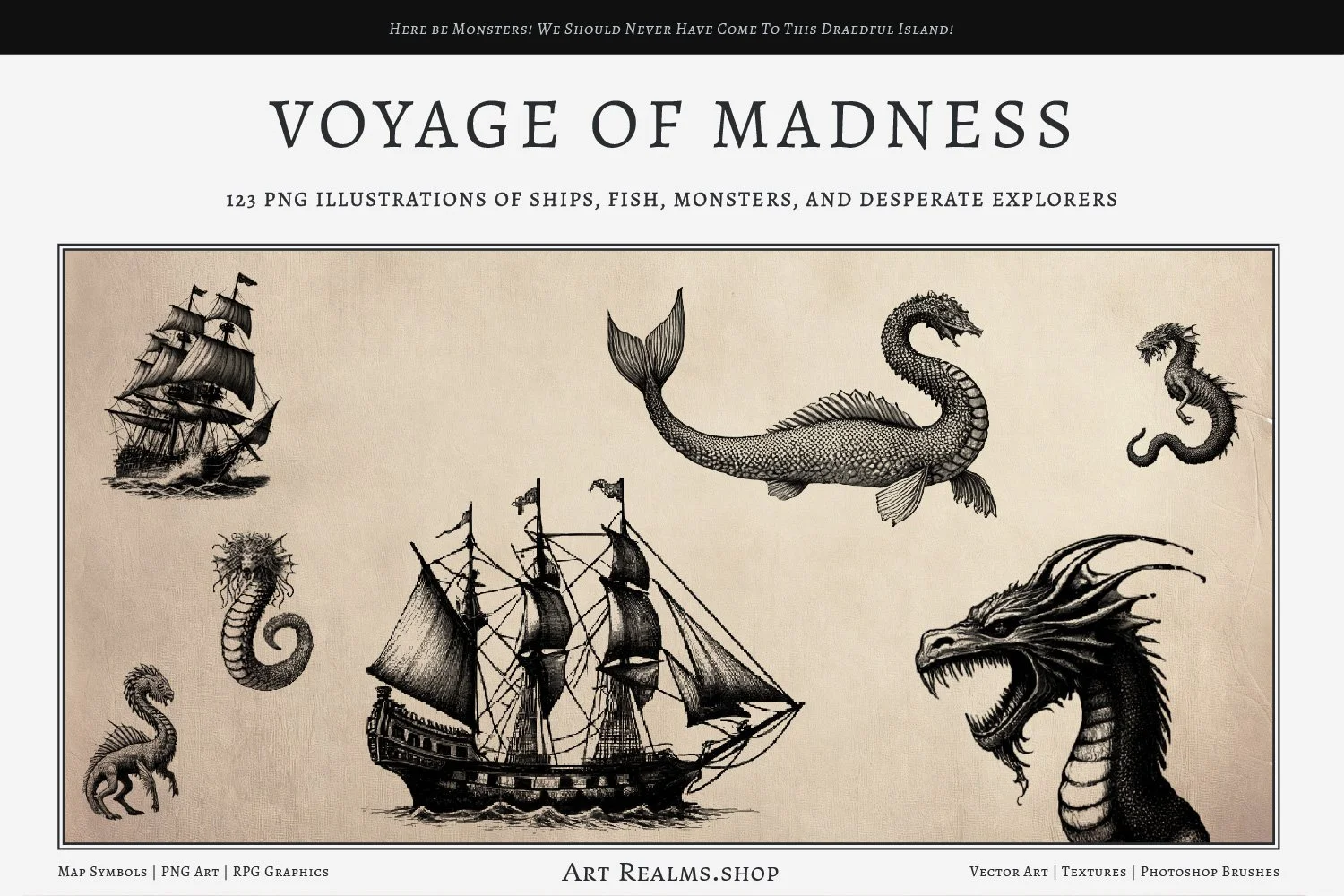 18th Century Sea Monsters Map Symbols — Custom Fantasy Maps, RPG ...