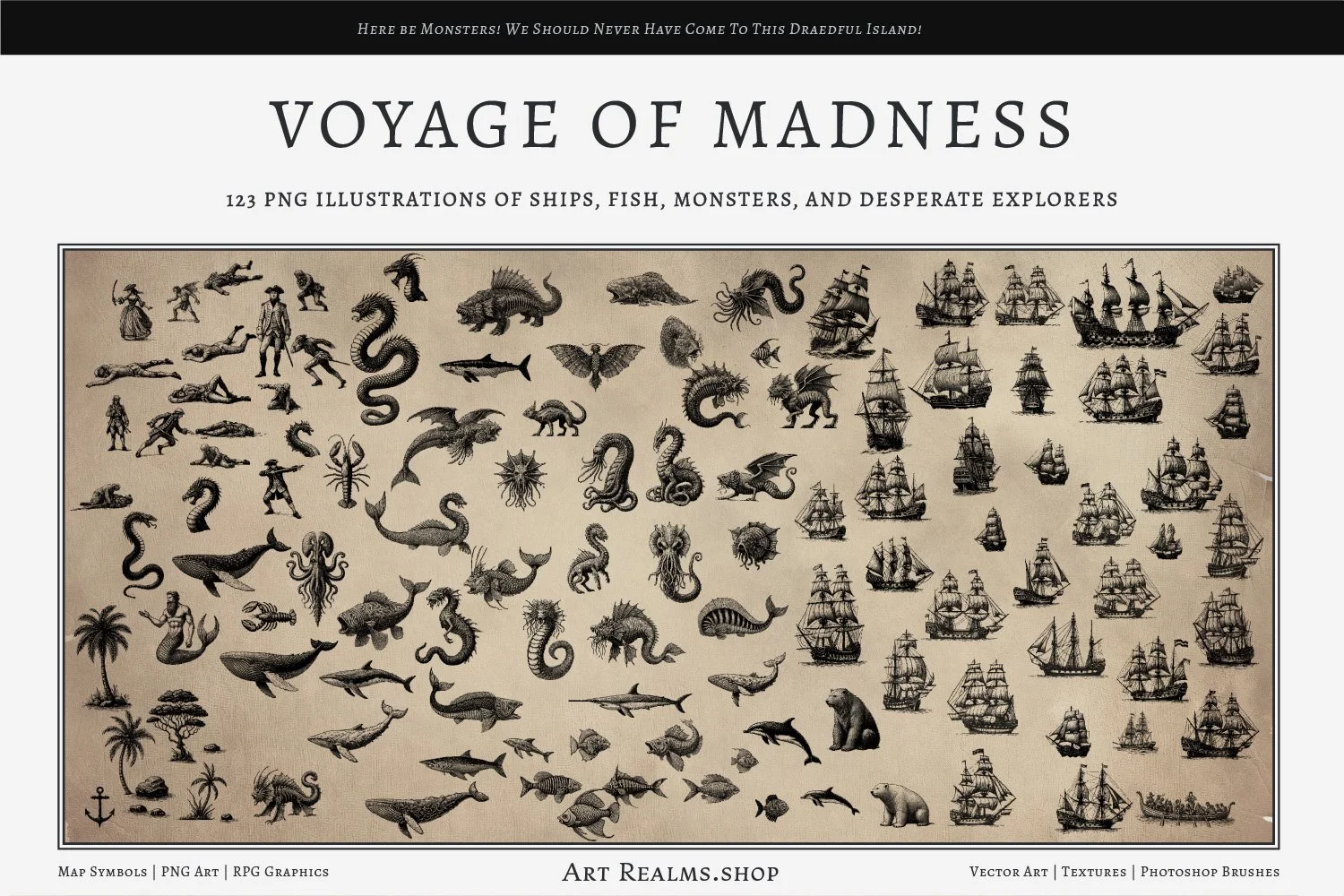 18th Century Sea Monsters Map Symbols — Custom Fantasy Maps, RPG ...