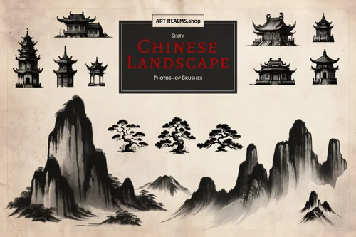 60 Chinese Map Brushes for Photoshop — Custom Fantasy Maps, RPG Symbols ...