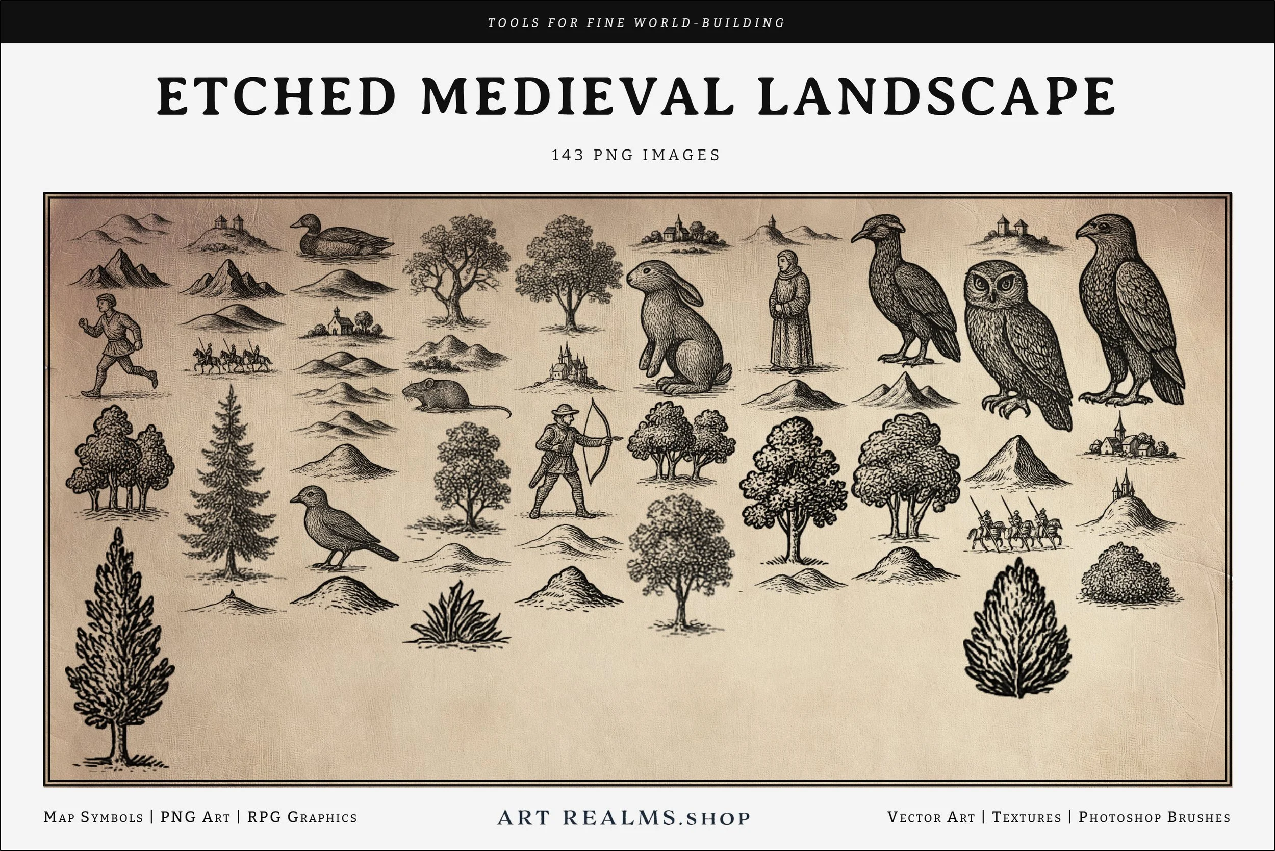 ETCHED MEDIEVAL LANDSCAPE — Custom Fantasy Maps, RPG Symbols & Fantasy ...