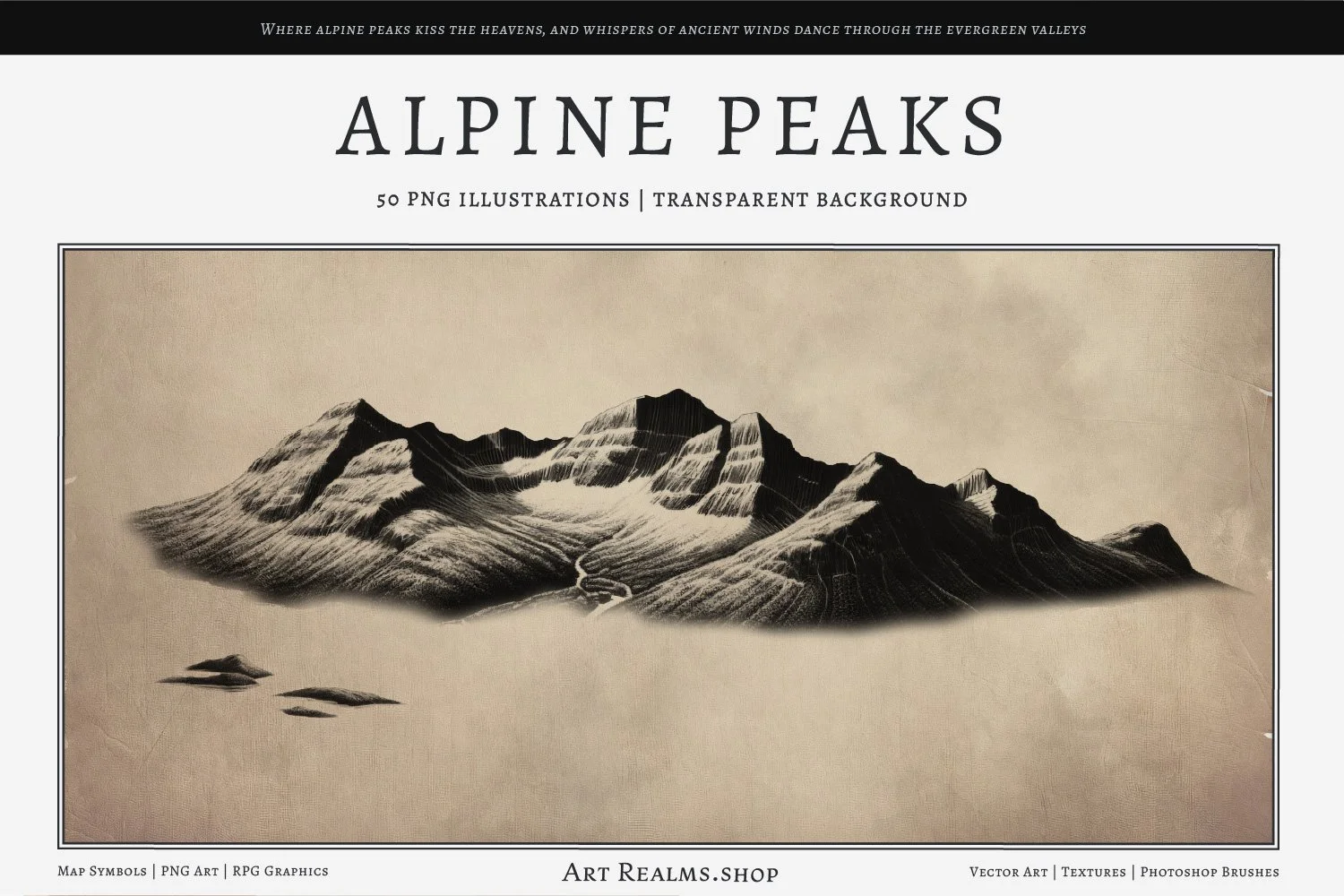 50 Alpine Mountainscape PNG Map Symbols — Custom Fantasy Maps, RPG ...