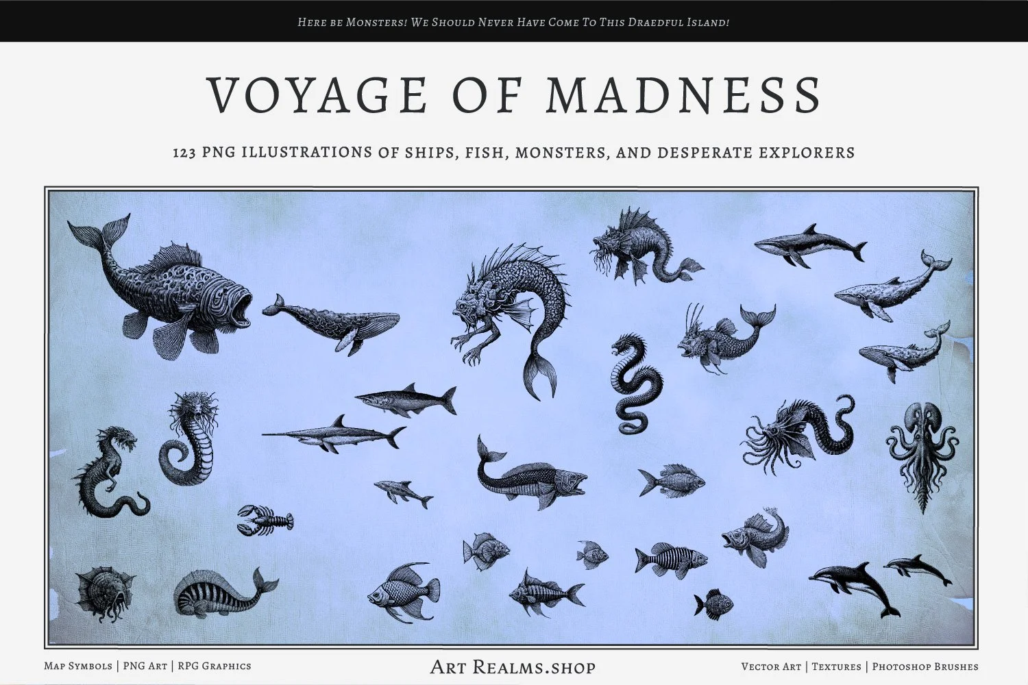 18th Century Sea Monsters Map Symbols — Custom Fantasy Maps, RPG ...
