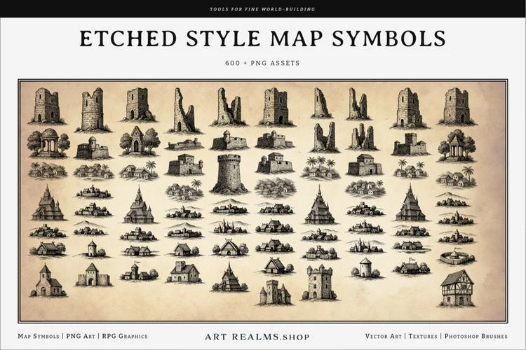 Map Symbols & Icons for RPG Maps & Books — Custom Fantasy Maps, RPG ...