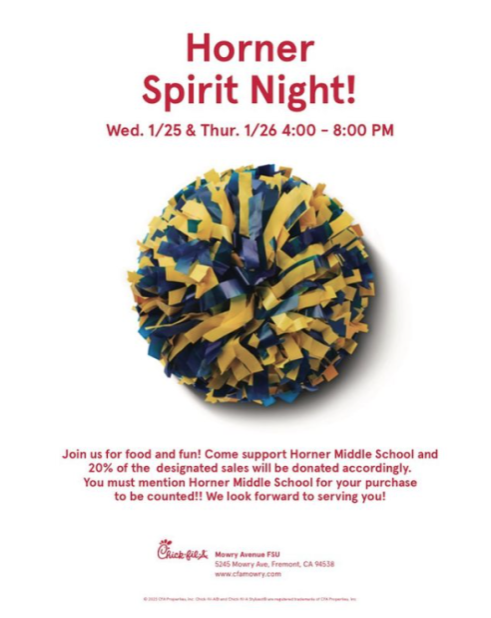 Chick-fil-a Fundraiser — Horner Middle School