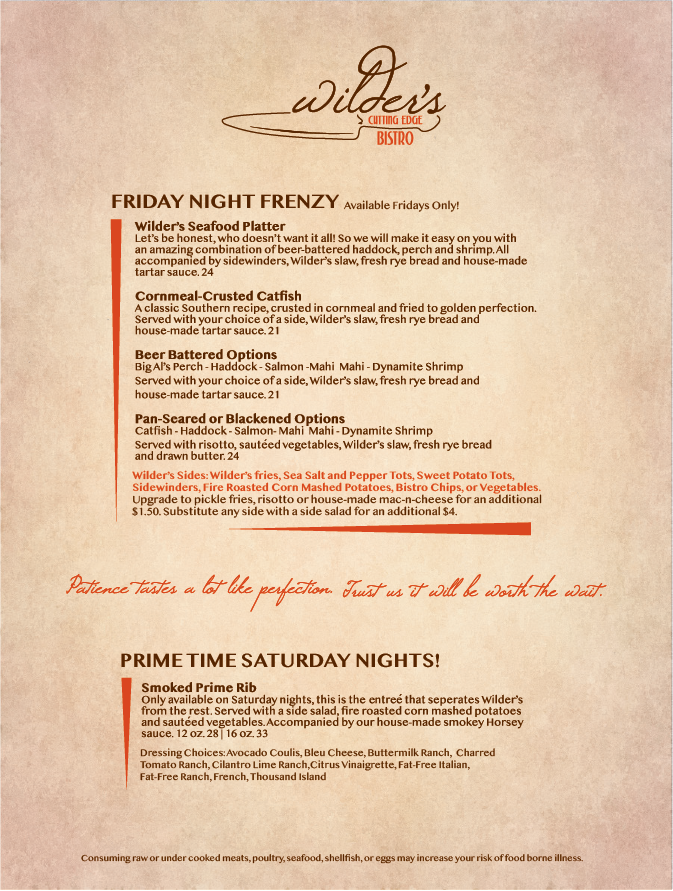 Weekend Specials — Take A Walk On The Wilder's Side