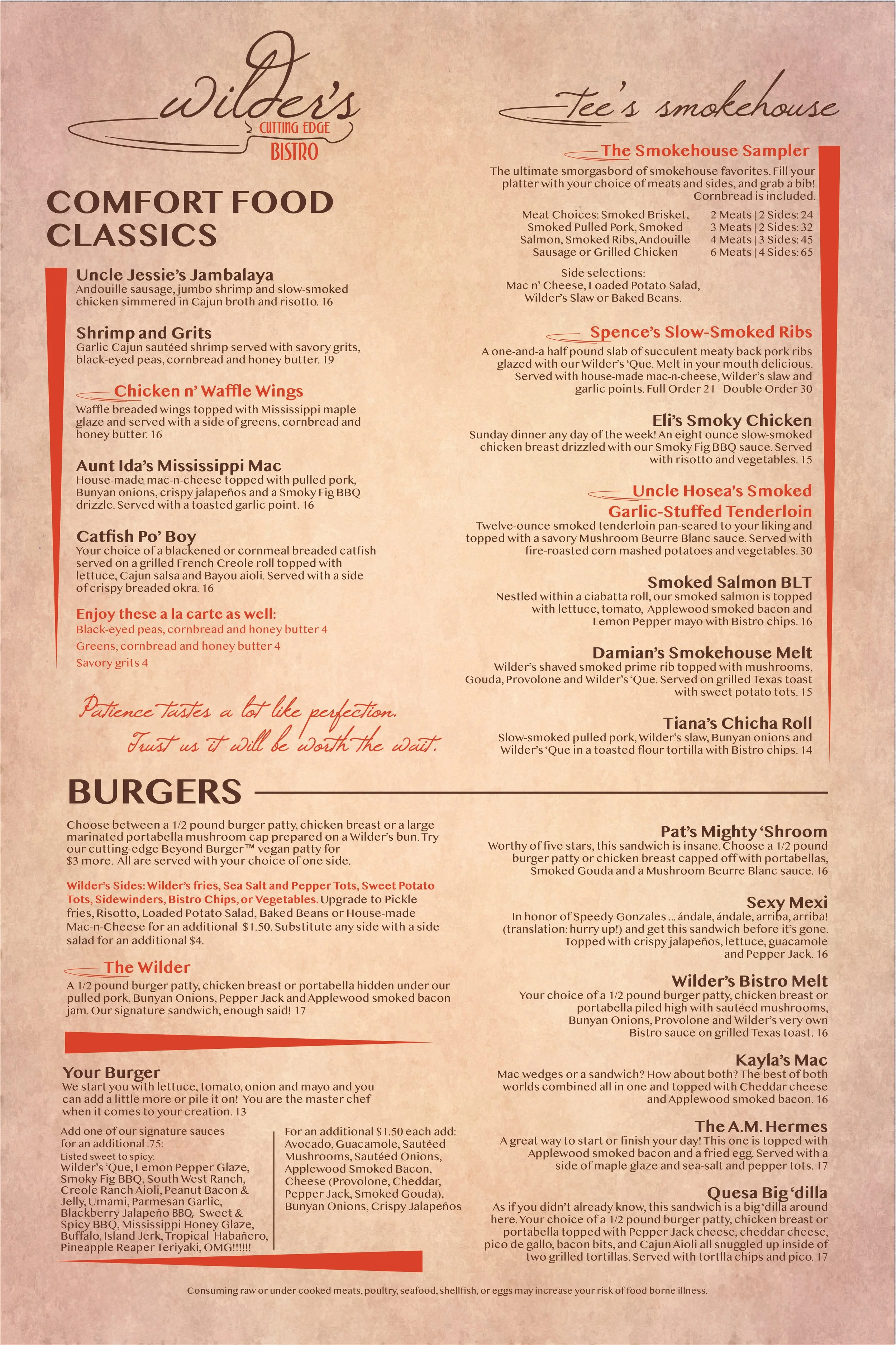 Main Menu — Take A Walk On The Wilder's Side