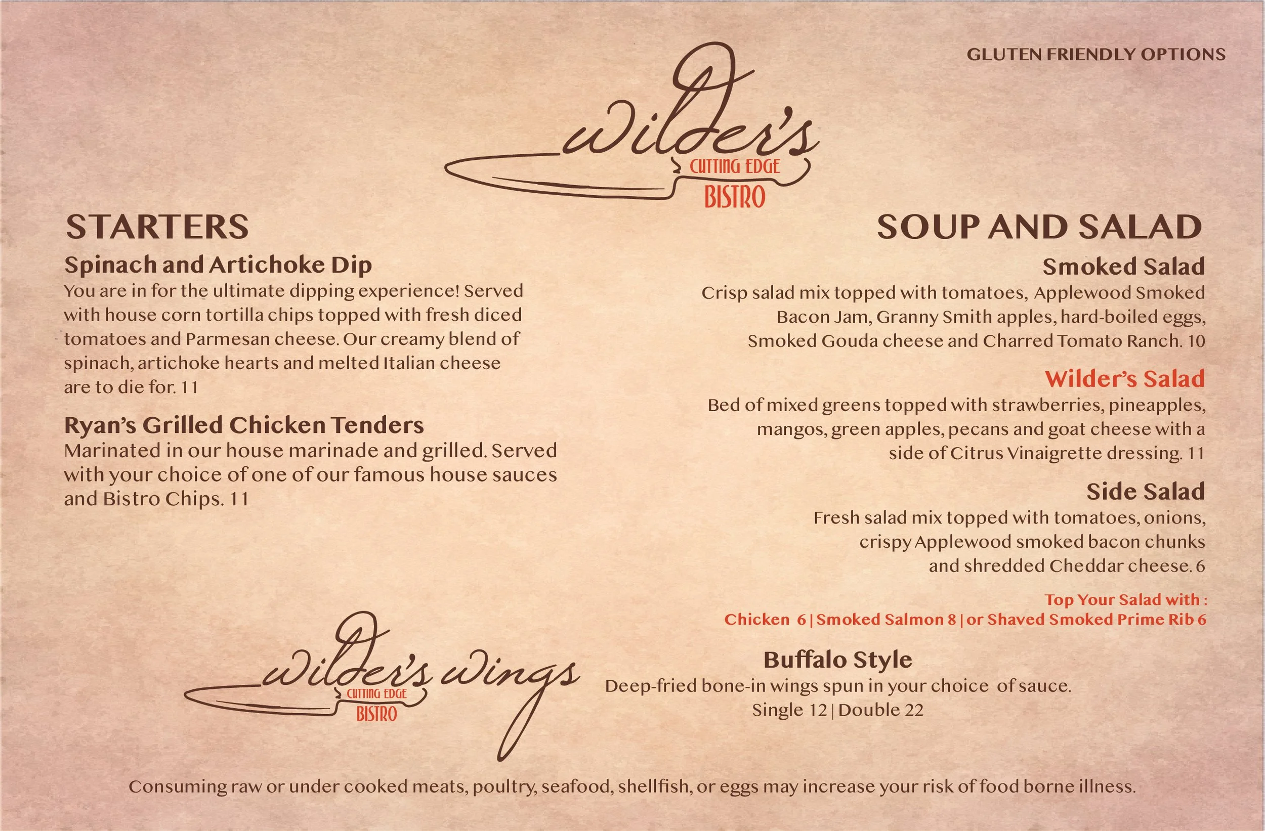 Gluten Friendly Options — Take A Walk On The Wilder's Side