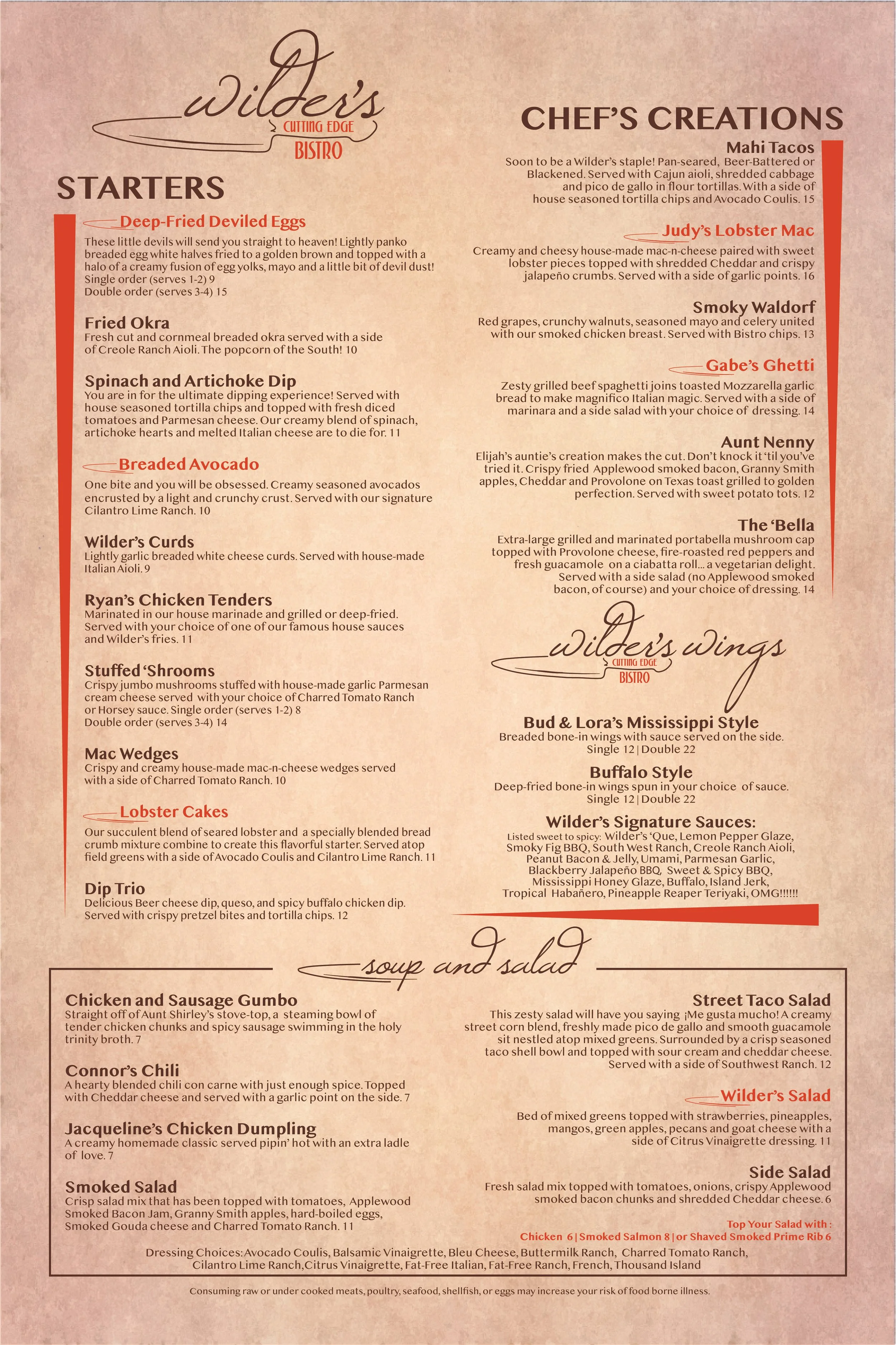 Main Menu — Take A Walk On The Wilder's Side