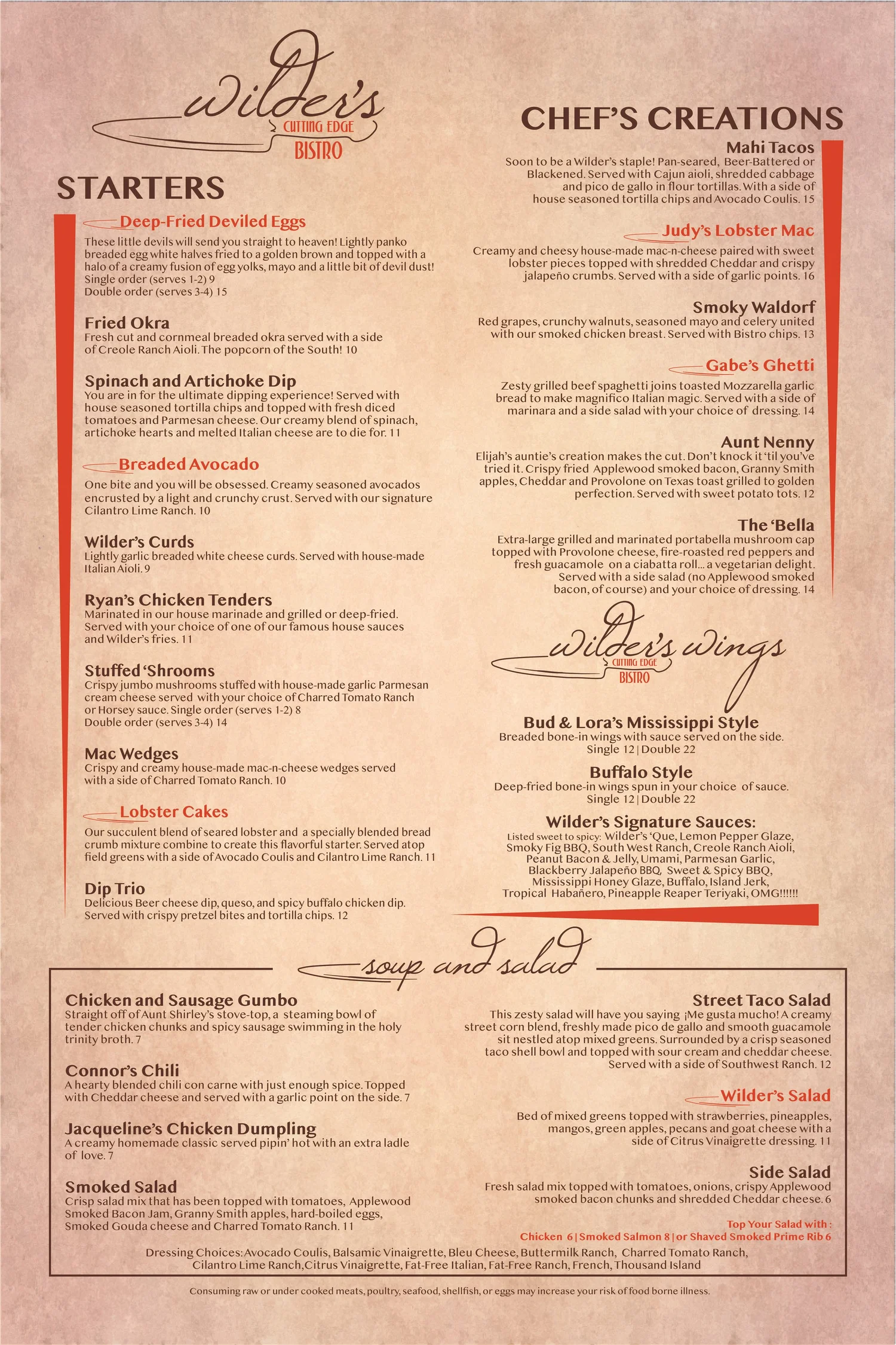 Main Menu — Take A Walk On The Wilder's Side